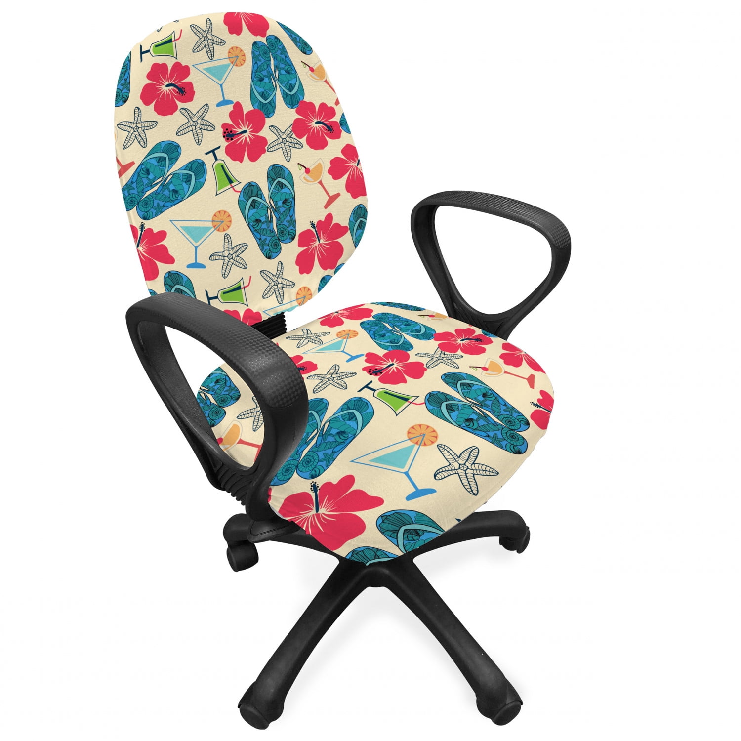Flip Flop Office Chair Slipcover, Exotic Summers Hibiscus Flower ...