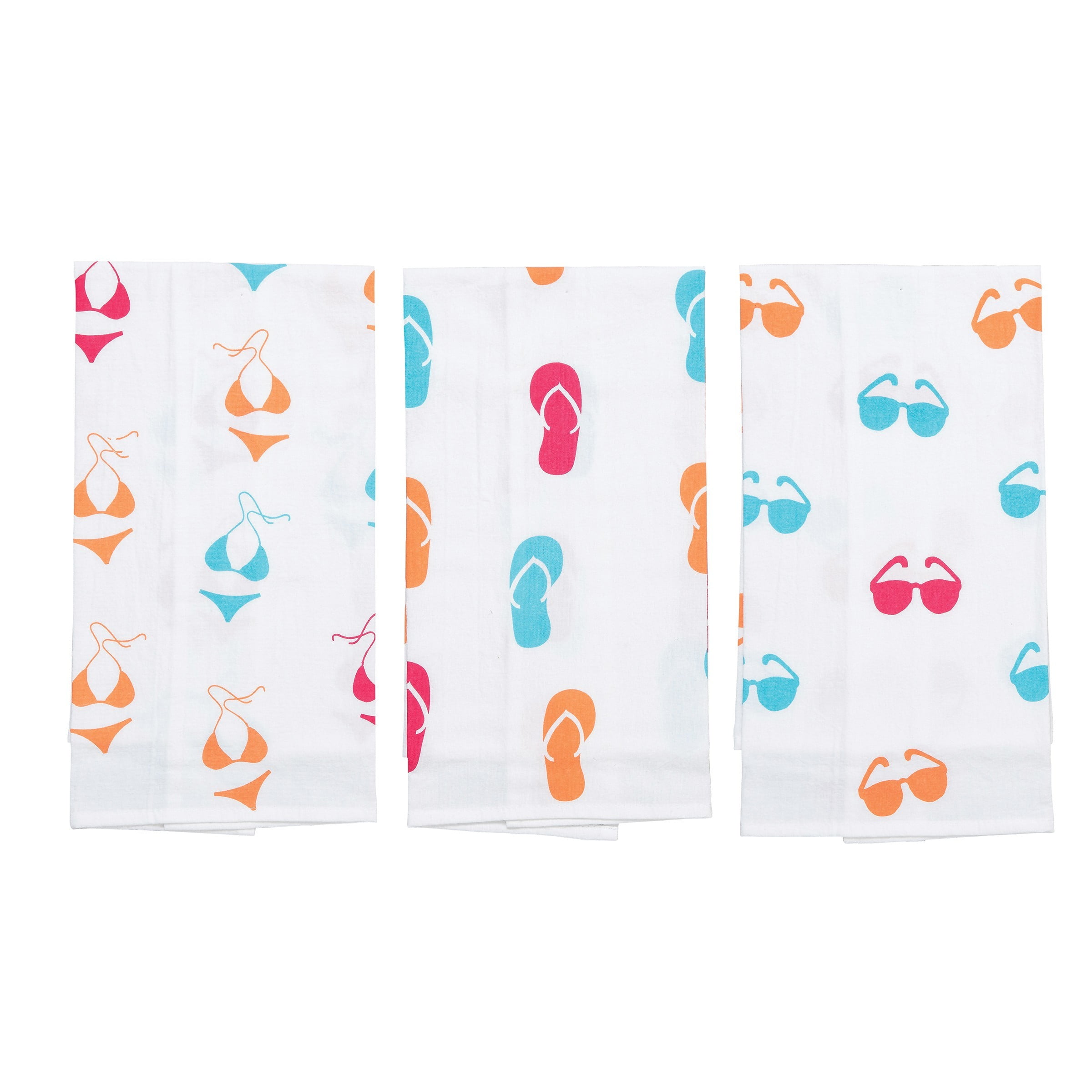 Flip Flop Printed Cotton Flour Sack Kitchen Dishtowel Set of 3 Decor ...