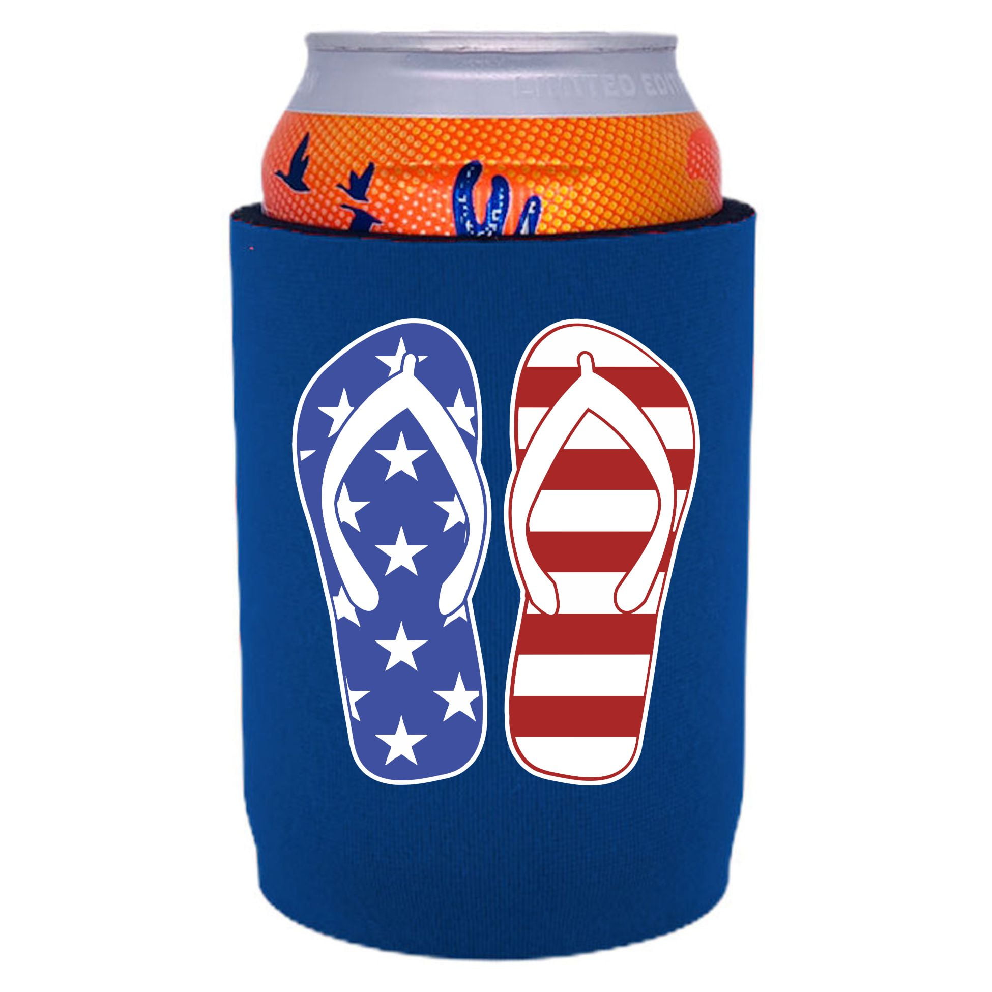 Flip Flop Stars and Stripes USA Full Bottom Can Coolie (Royal Blue ...