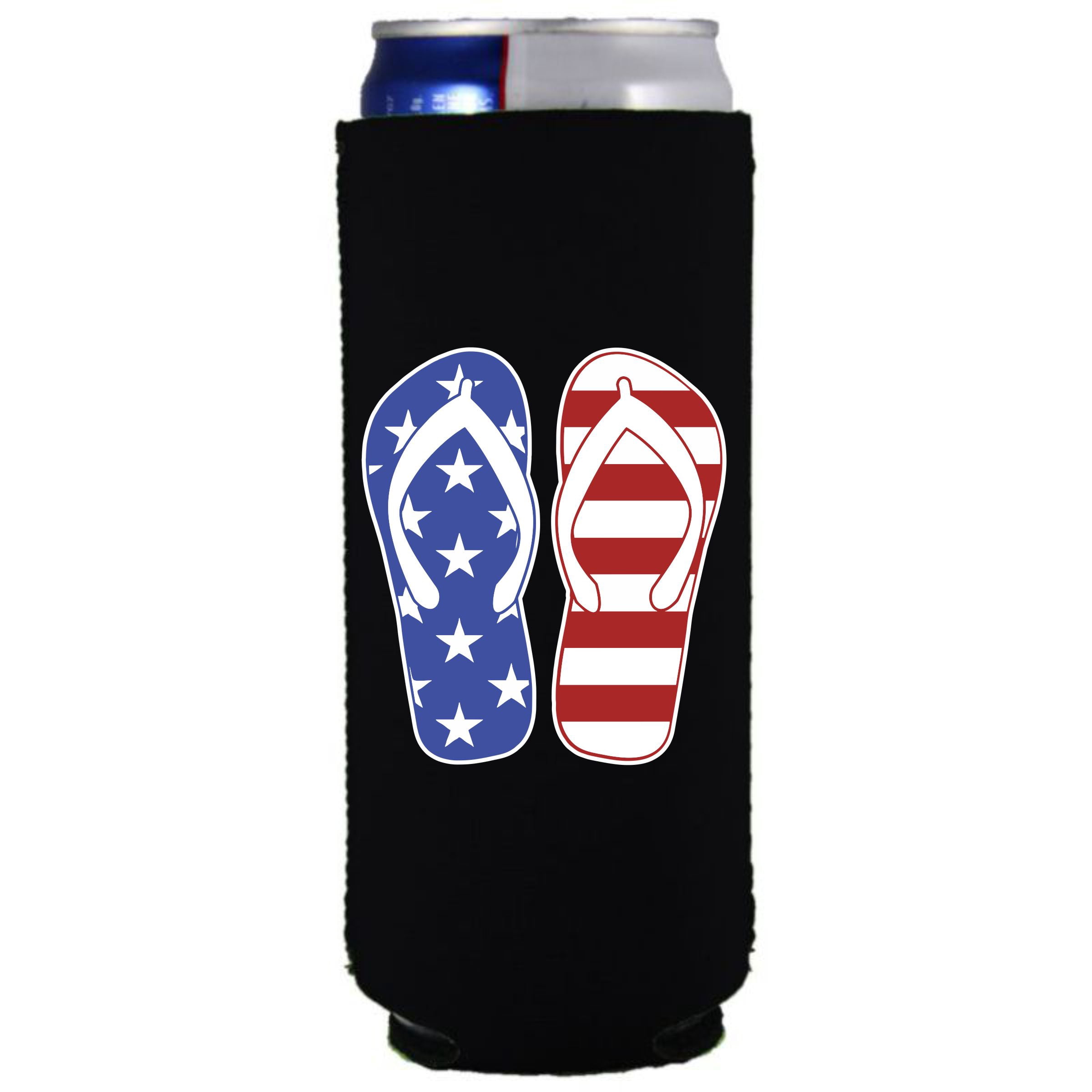 Flip Flop Stars and Stripes USA Slim Can Coolie (Black) - Walmart.com