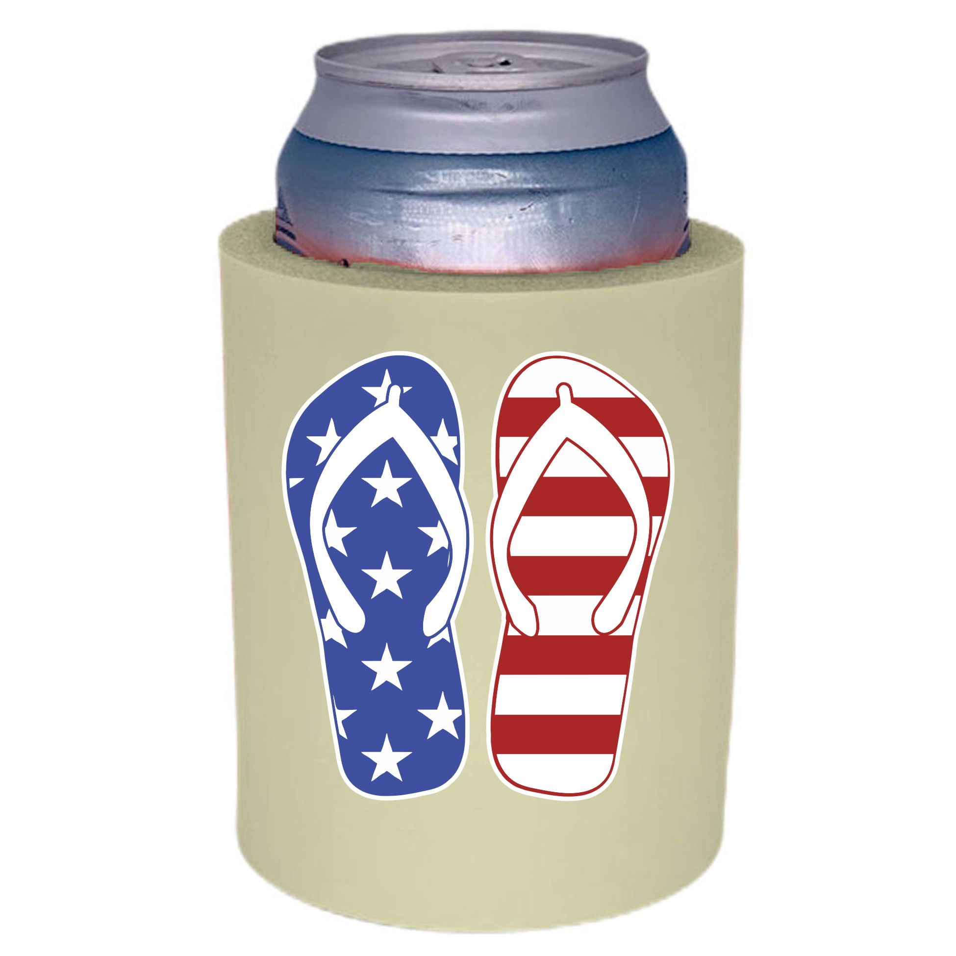Flip Flop Stars and Stripes USA Thick Foam Old School Can Coolie (White ...