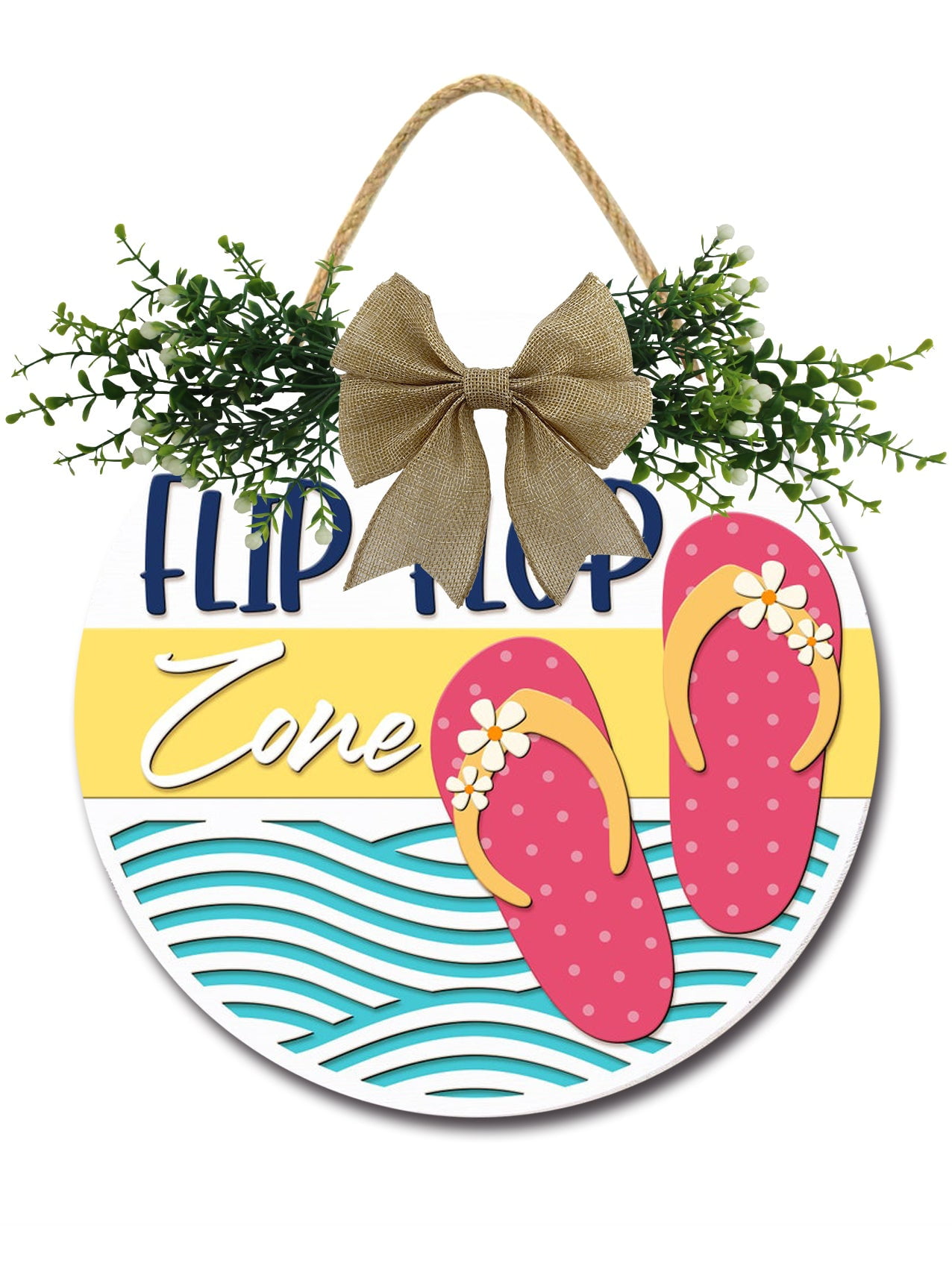 Flip Flop Zone Front Door Sign Funny Wreaths Hanging Wooden Plaque ...