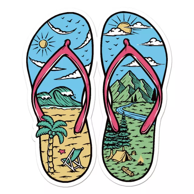 Flip Flops Beach Camping Sticker Phone Decal Water Bottle Stickers Car ...
