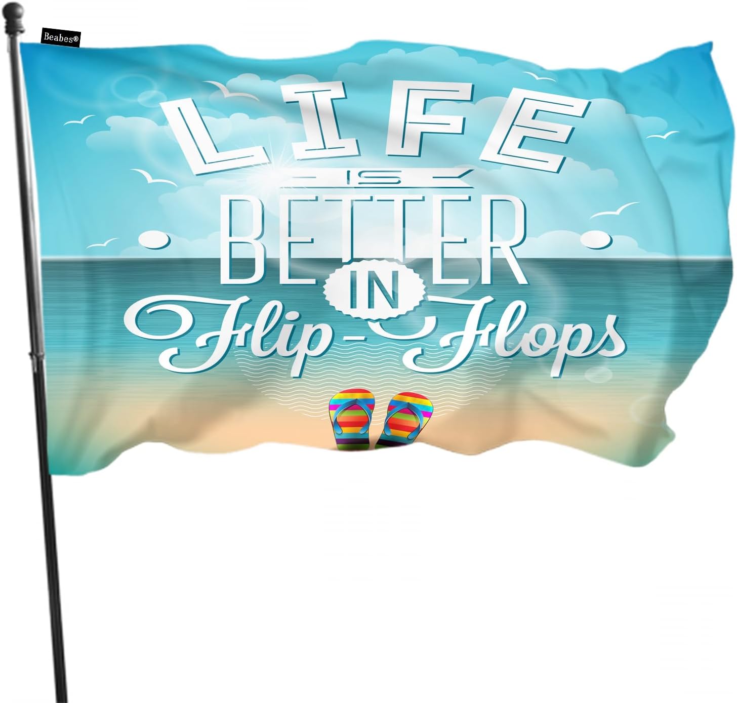 Flip-Flops Garden Flag Life Is Better Quote Seascape Sky Sunshine Blue ...
