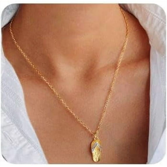 Flip Flops Necklace Gold Shoes Pendant Necklace Slipper Necklace ...
