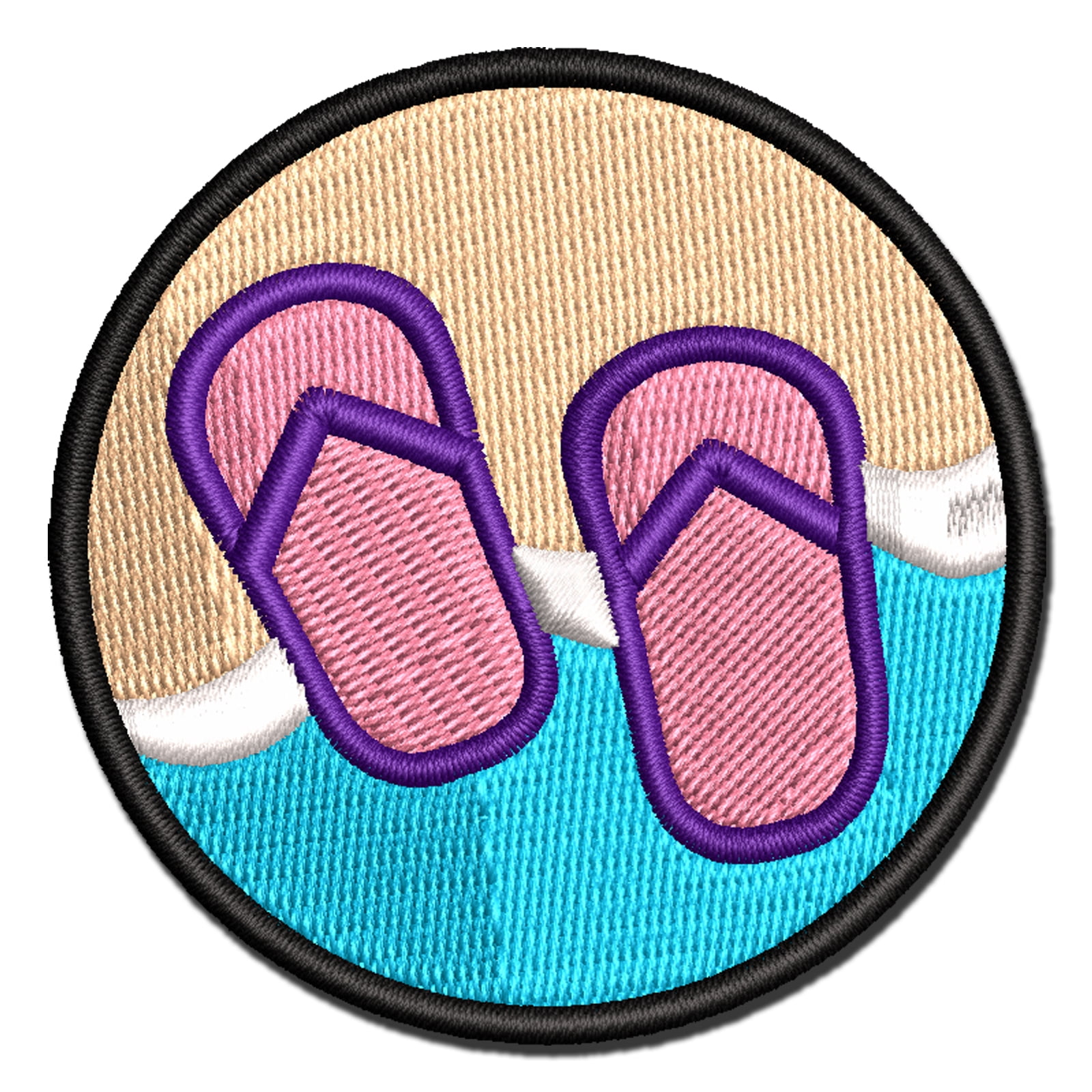 Flip Flops Summer Vacation Applique Multi-Color Embroidered Iron-On ...