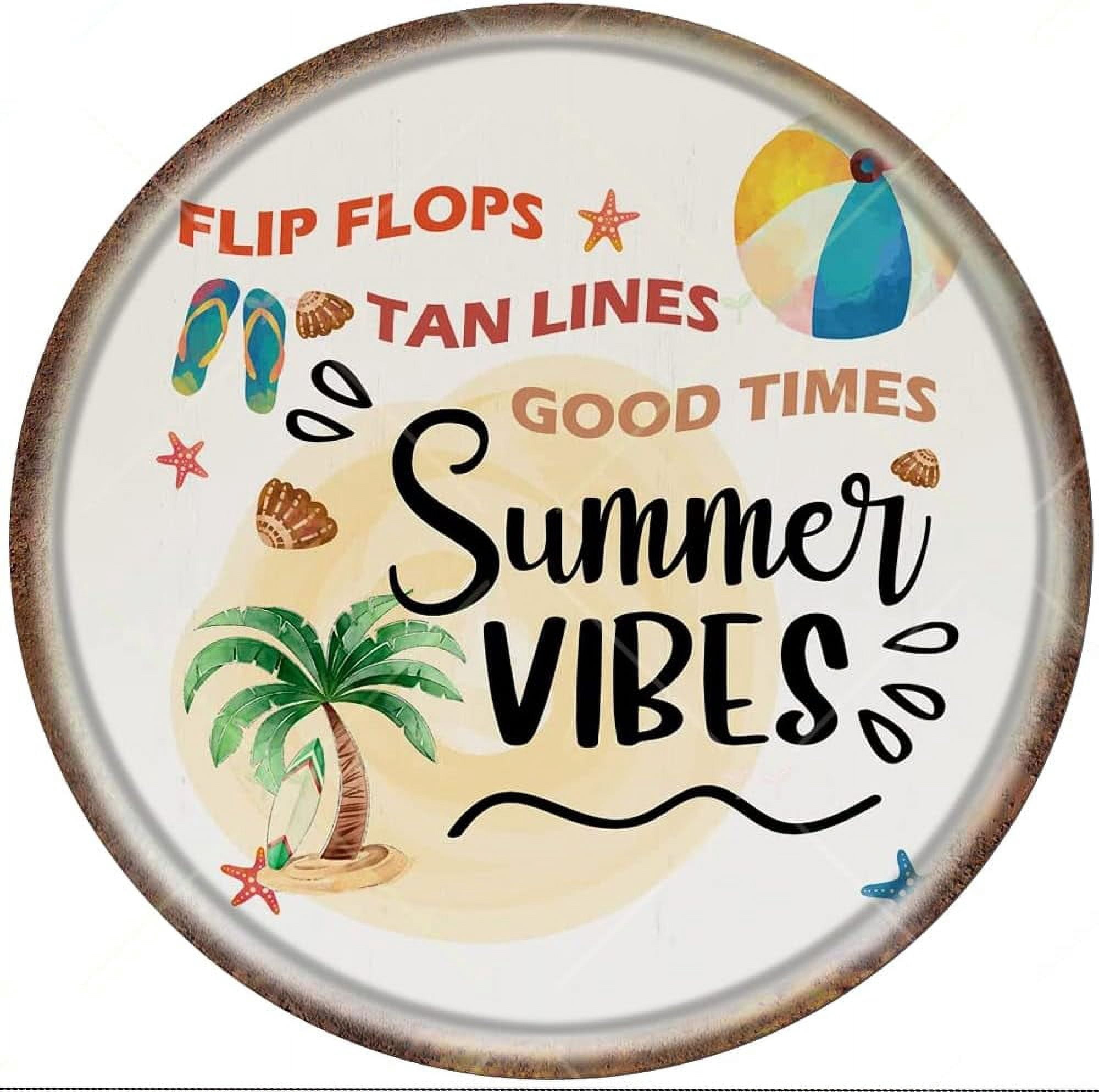 Flip Flops Summer Vibes Sign Rustic Summer Sign Decorative Sign Plaque ...
