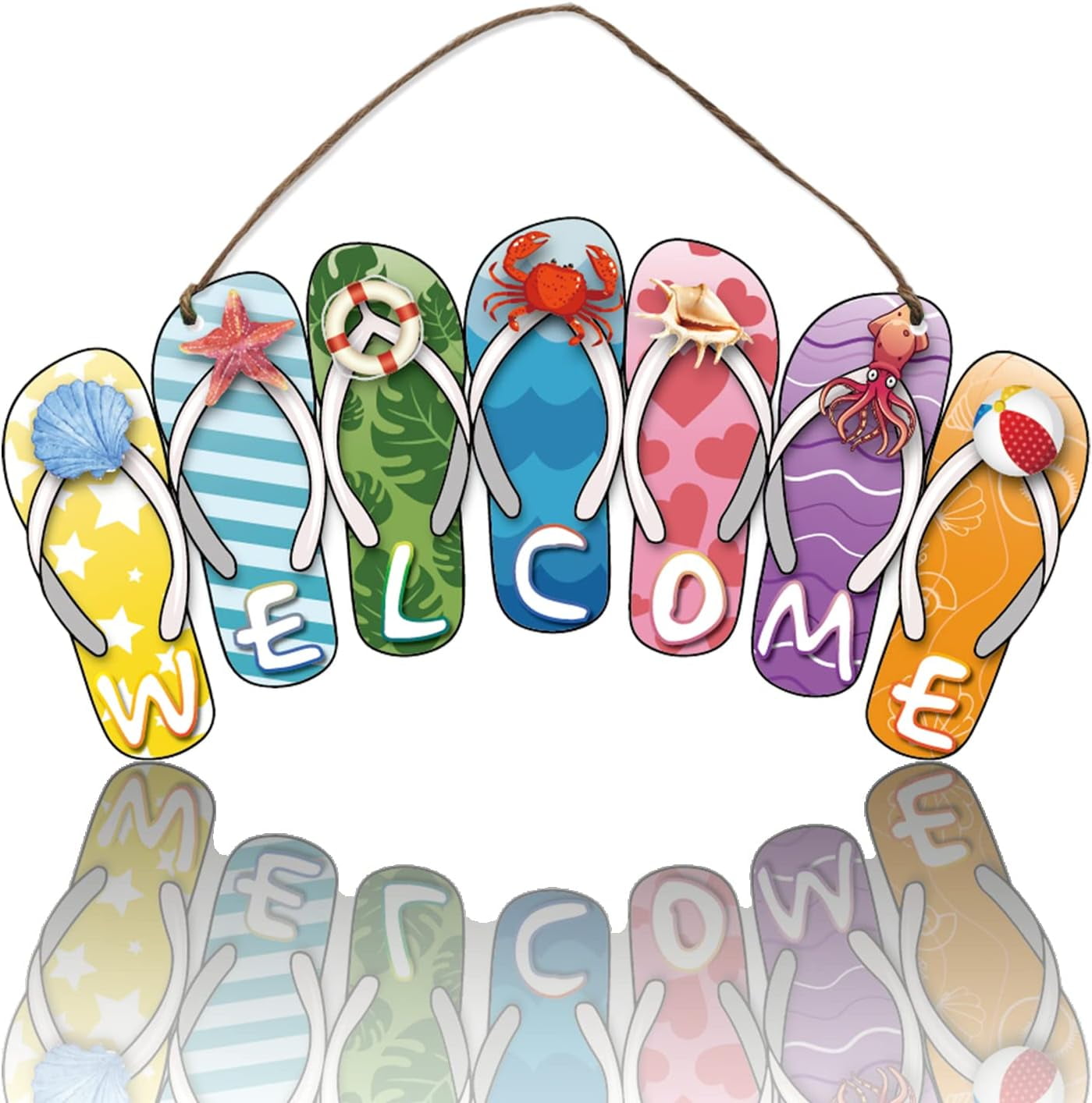 Flip Flops Welcome Sign Summer Front Door Welcome Signs Wooden Sign ...