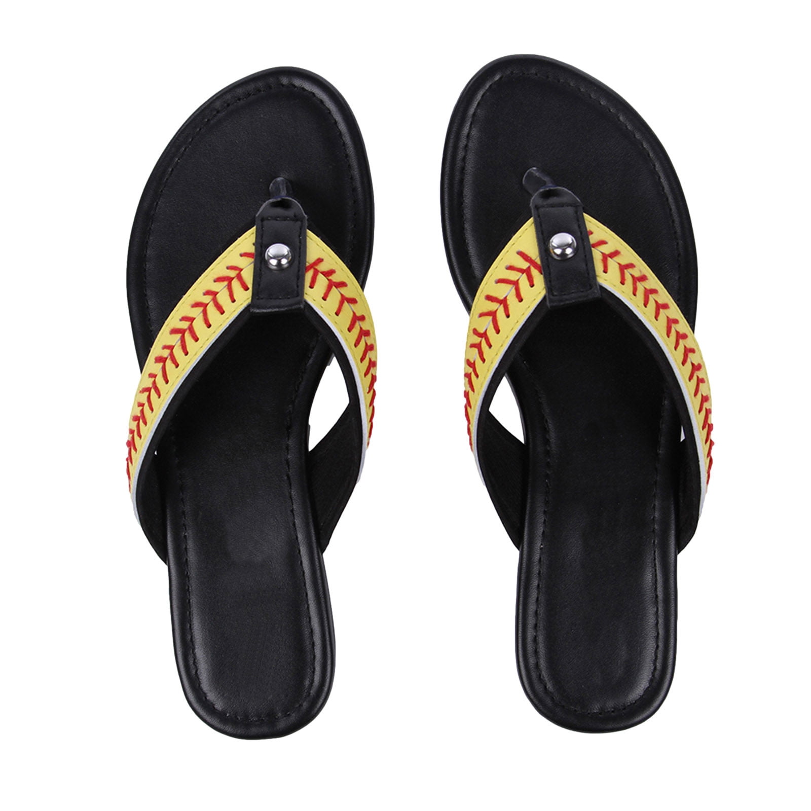 Flip Flops for Mens Baseball Ball Sandals Breathable Comfort Flat ...