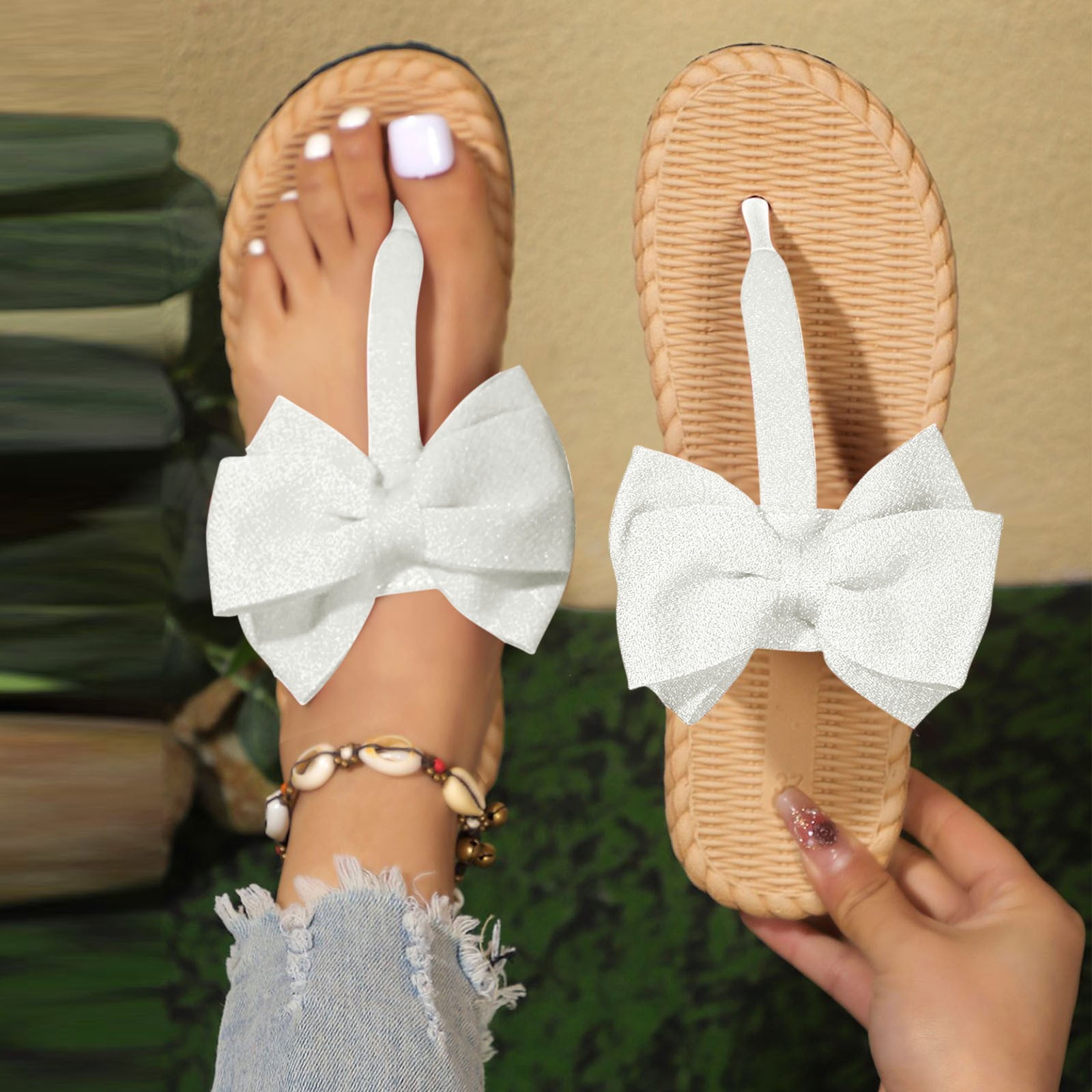 Flip Flops for Women Summer Beach Slides Clearance Slip on Flat Sandals ...