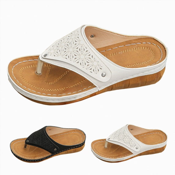 Flip Flops for Women Thong Wedge Sandals Open Toe Boho Platform Mules ...
