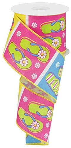 Flip Flops on Royal Wired Edge Ribbon (2.5 Inches x 100ft) RG03712 ...