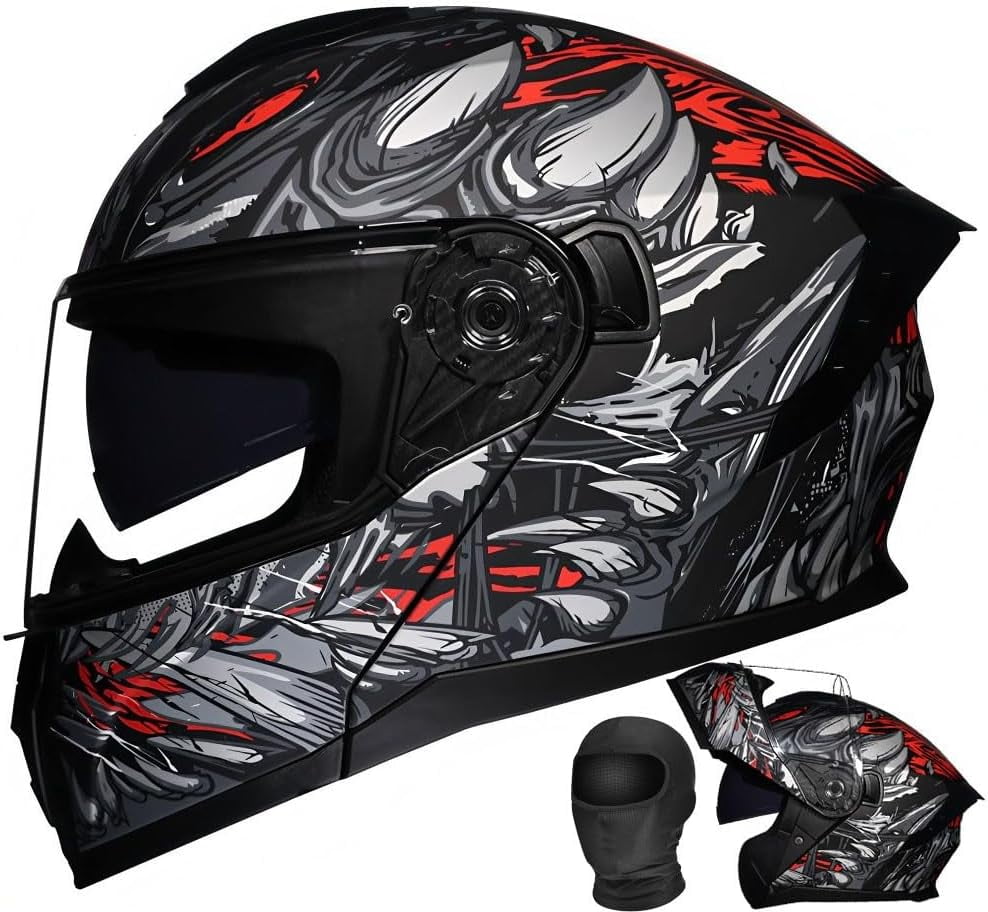 Flip Up Full Face Modular Motorcycle Helmet DOT Approved Quick-Switch ...
