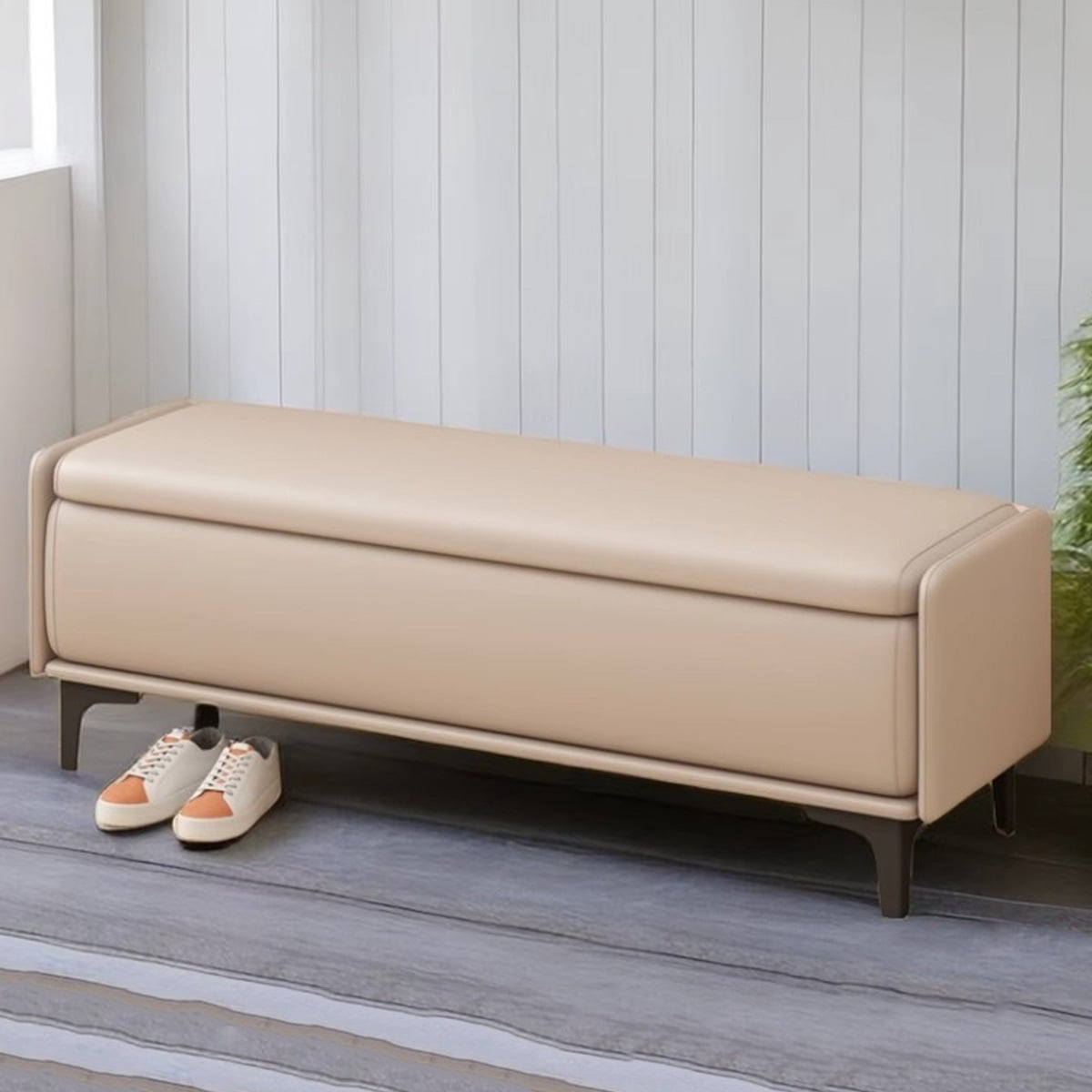Flip Lid Hallway Bench Modern Storage Ottoman for Bedroom Entryway ...