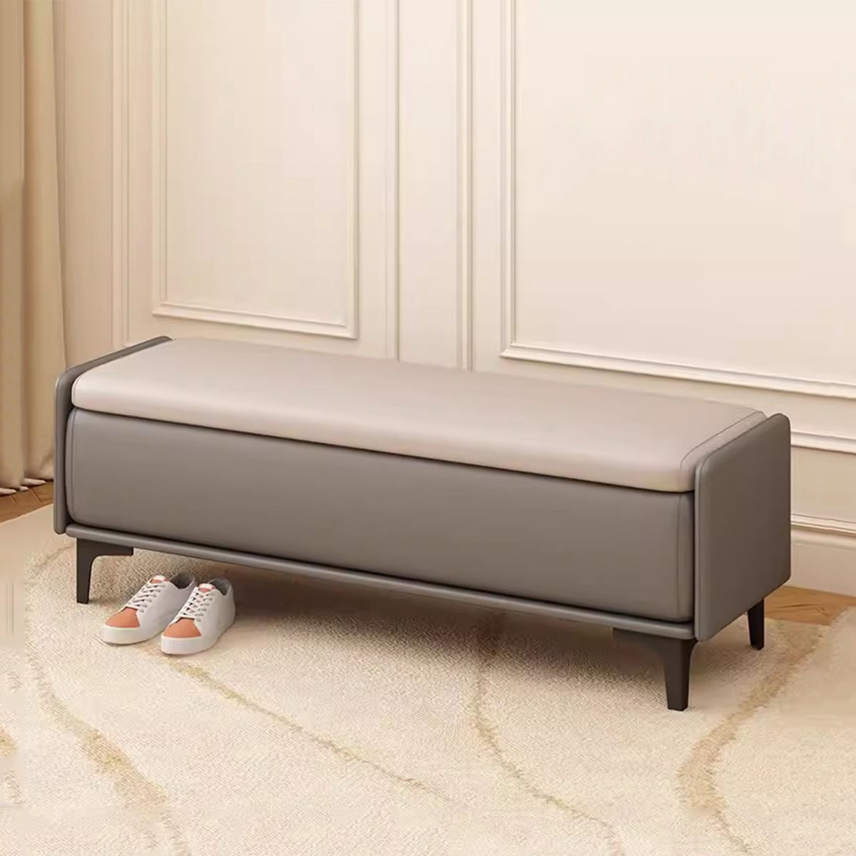 Flip Lid Hallway Bench Modern Storage Ottoman for Bedroom Entryway ...