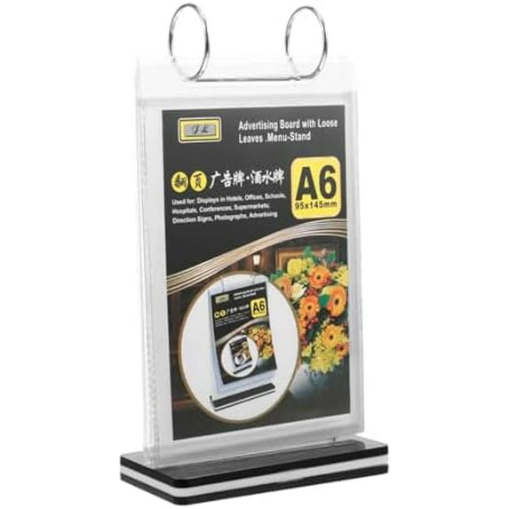 Flip Menu Holder Stand, A6 Acrylic Plastic Folder Stand Vertical Sign ...