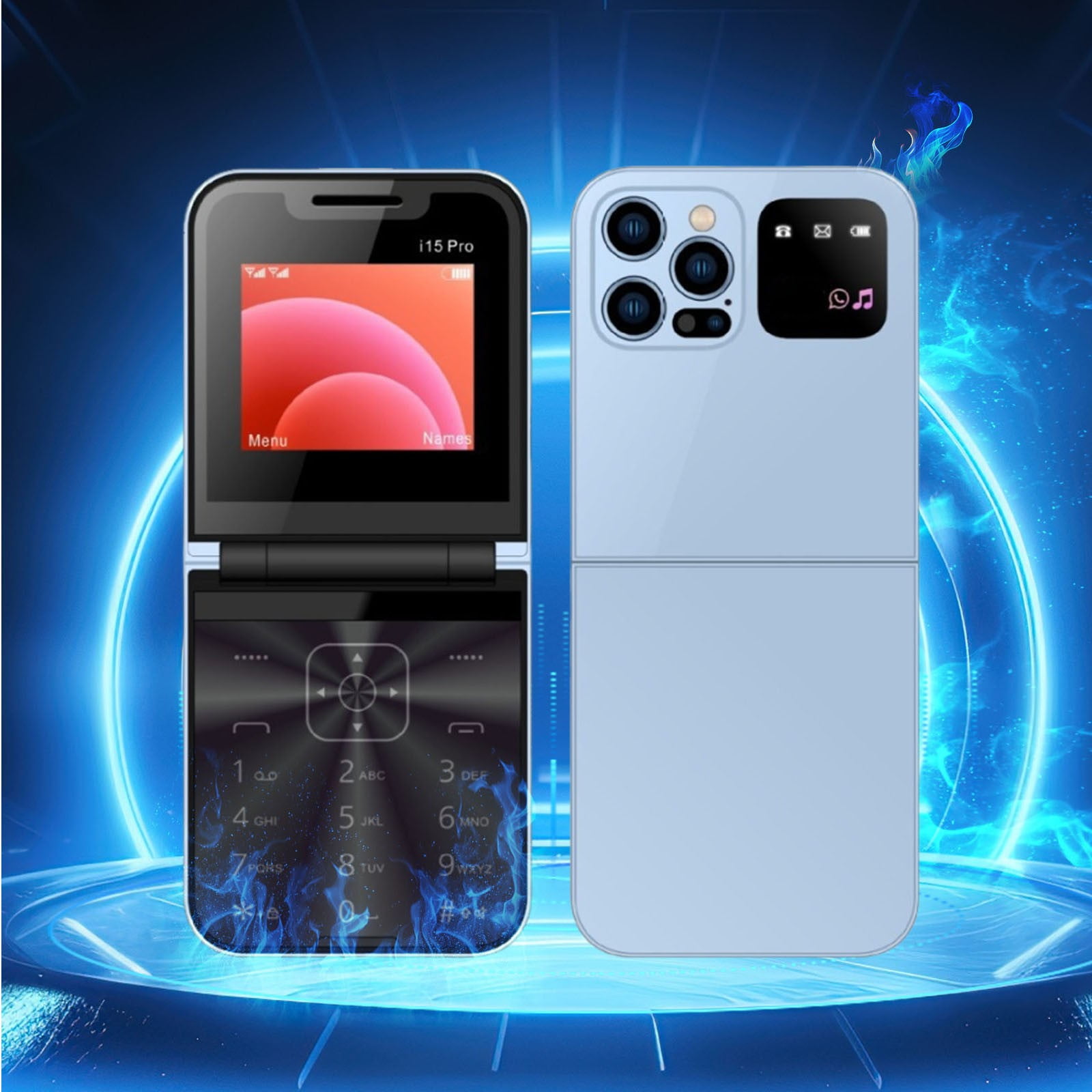 Flip Mobile Phone 2 SIM Card Small Display Foldable Cell Phone ...