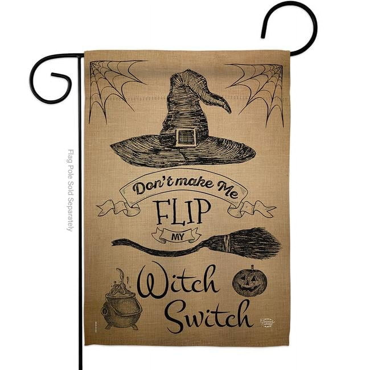 Flip My Witch Switch Garden Flag Halloween 13 X18.5 Double-Sided Yard ...