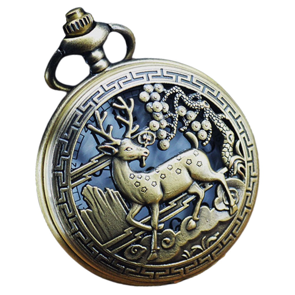 Pocket Watch Vintage for Men Portable Watches Deer Mechanical Retro Man ...
