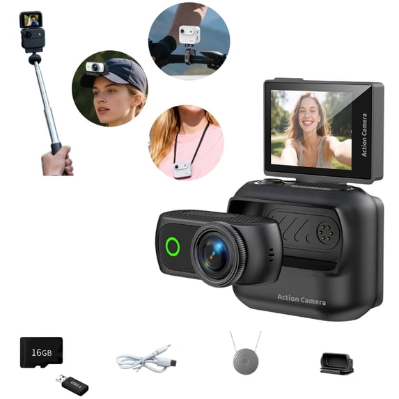 Flip Screen Action Camera，4K Detachable Magnetic Camera, 2" Touch ...