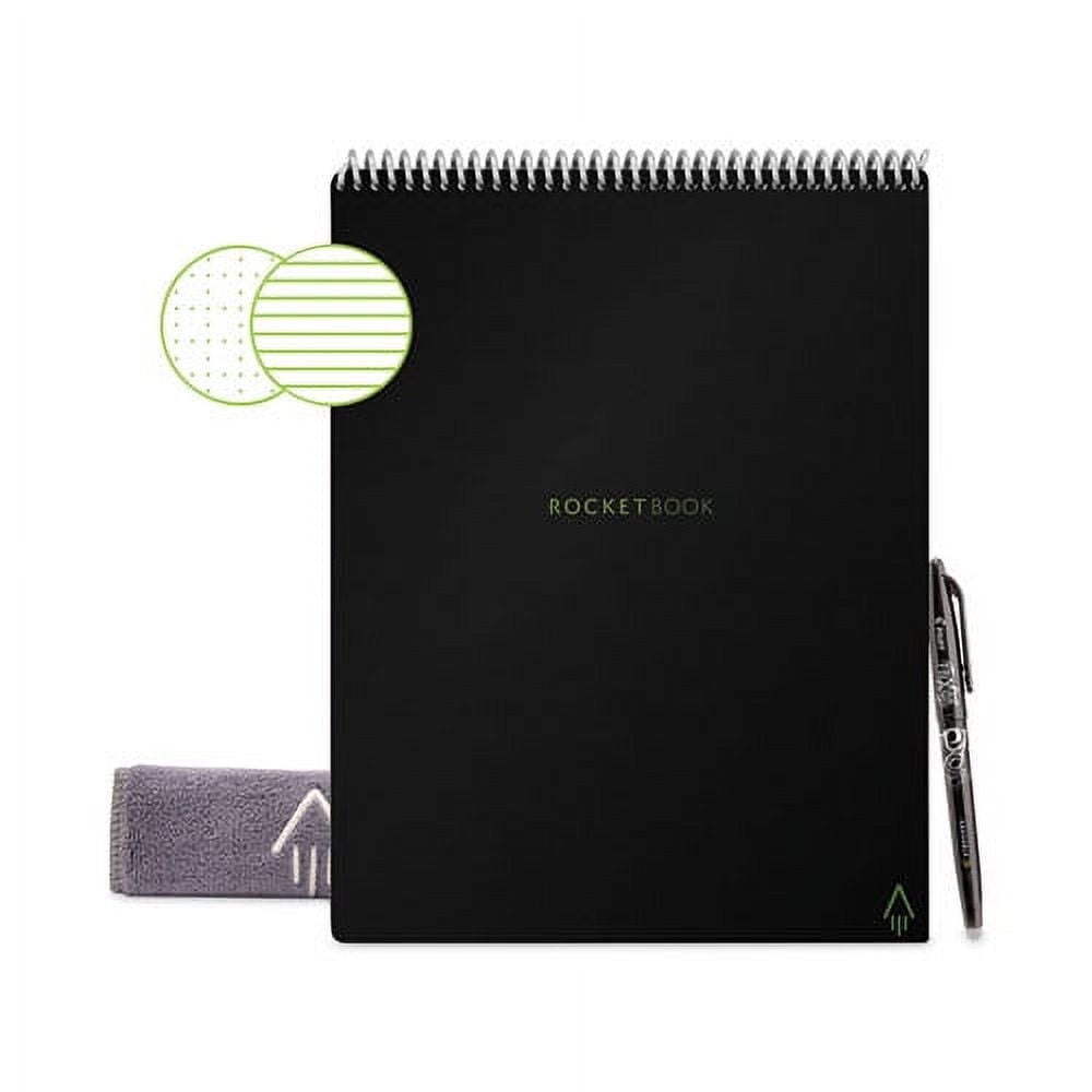Flip Smart Notepad, Black Cover, Lined/Dot Grid Rule, 8.5 x 11, White ...