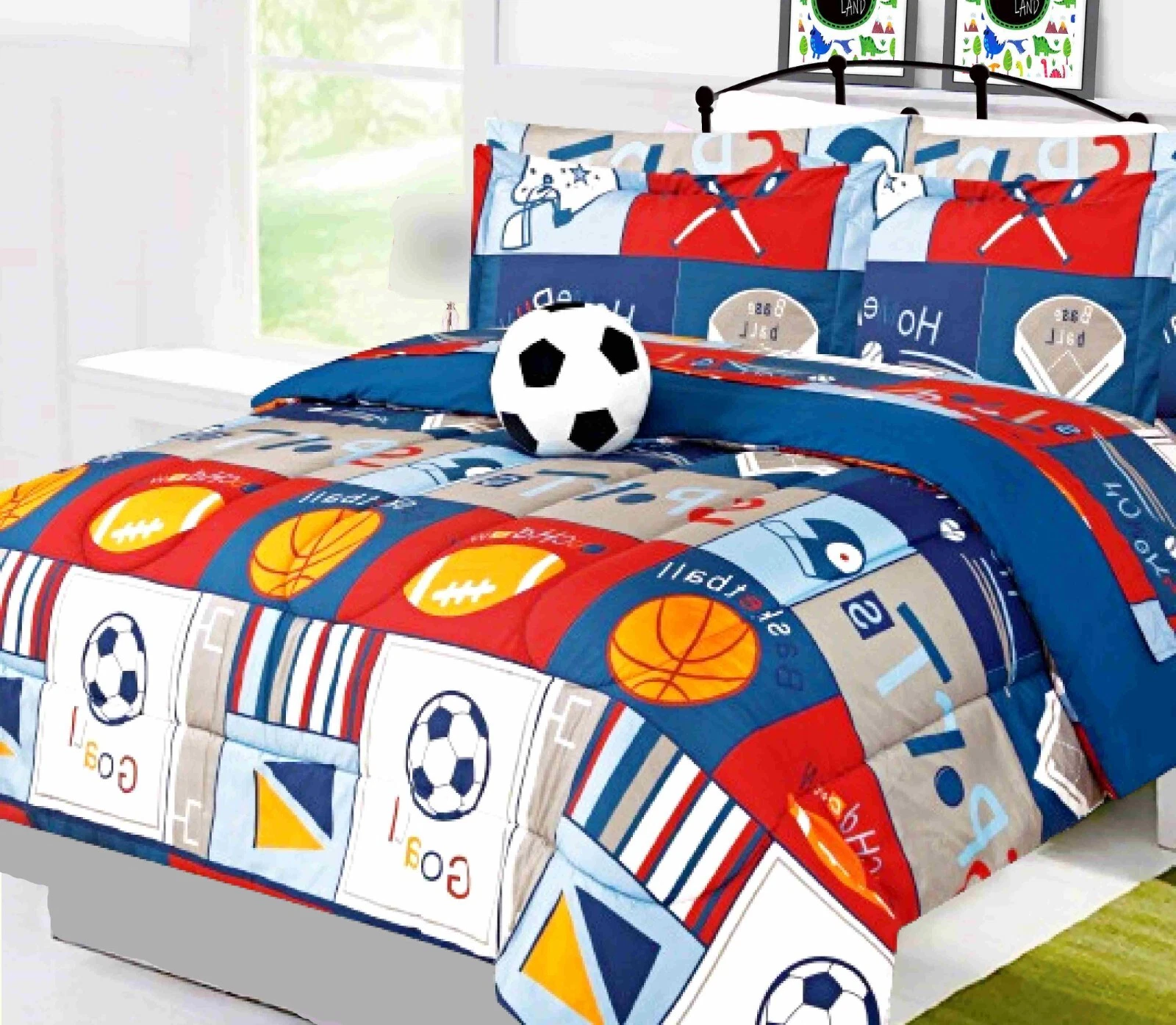 Flip & Snuggle Reversible 8-Piece Full Size Sport Soccer Patchwork ...