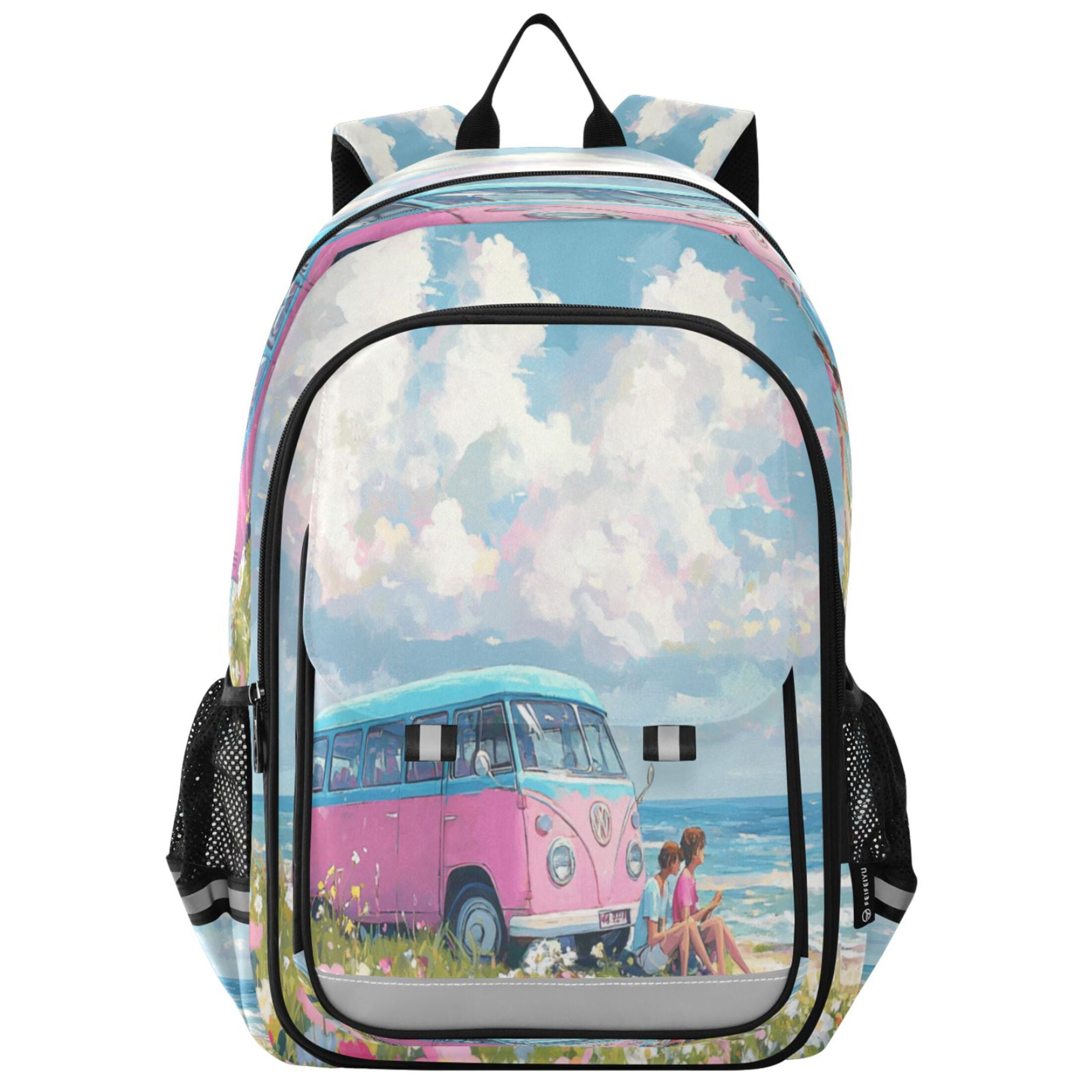Flip-Top Backpack 17L Capacity Lightweight Bookpack Reflective Safety ...