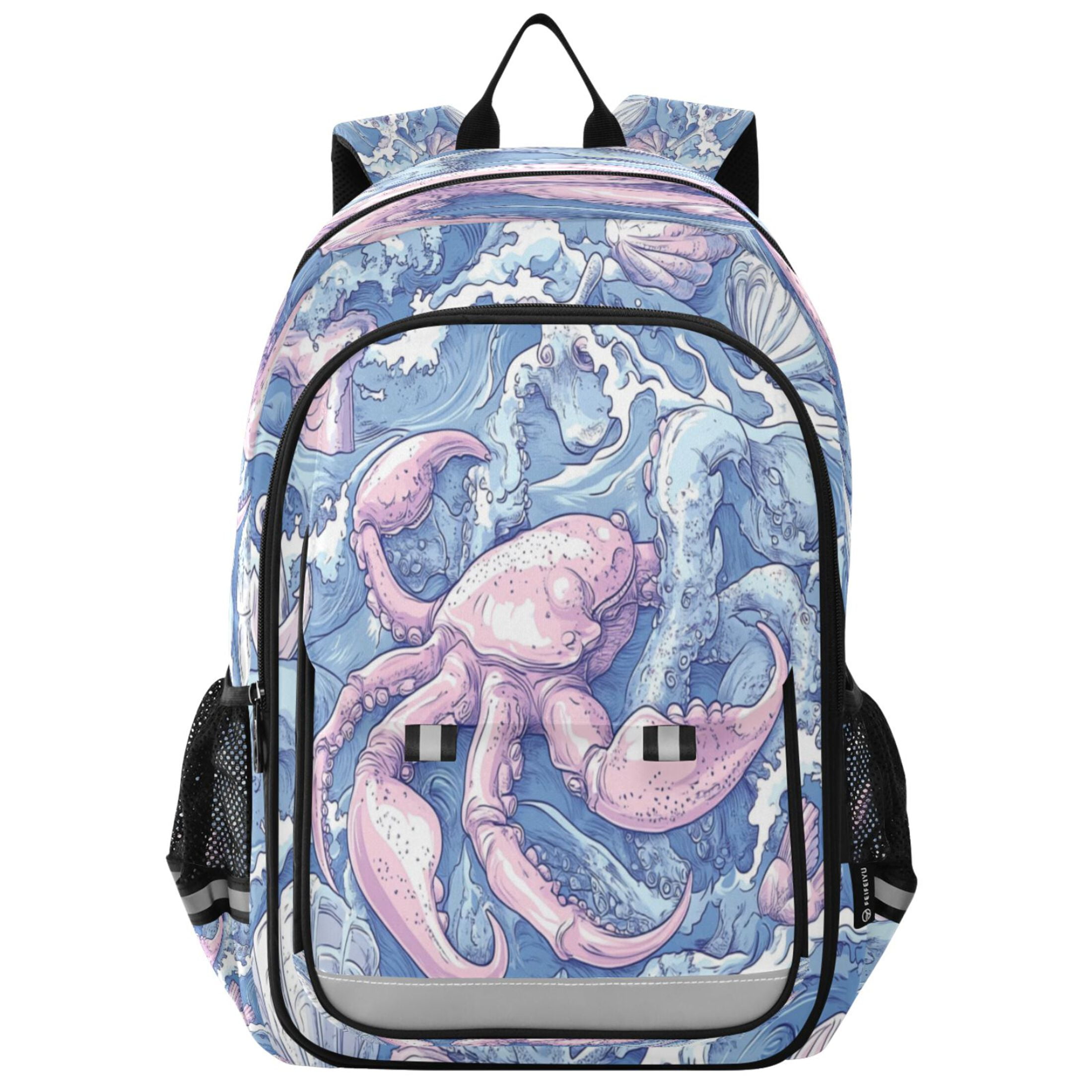 Flip-Top Backpack 17L Capacity Lightweight Bookpack Reflective Safety ...