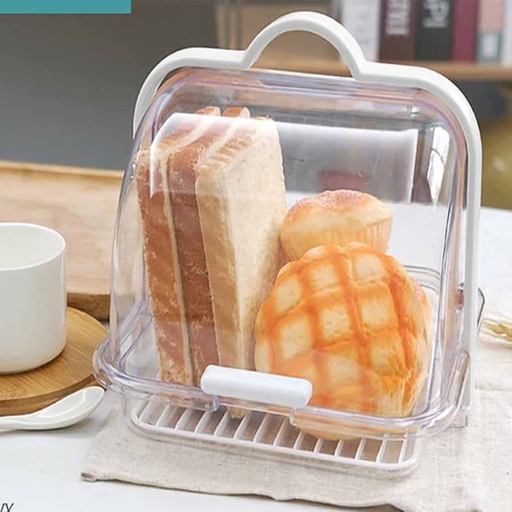Flip Top Bread Storage Container, Transparent Cake and Food Keeper with ...