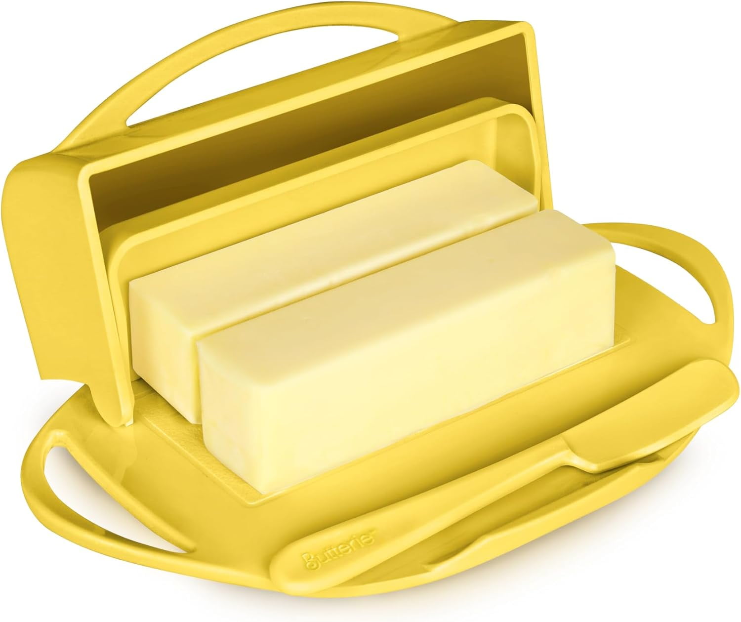 Flip-Top Butter Dish with Lid & Matching Knife, Holds 2 Sticks/European ...
