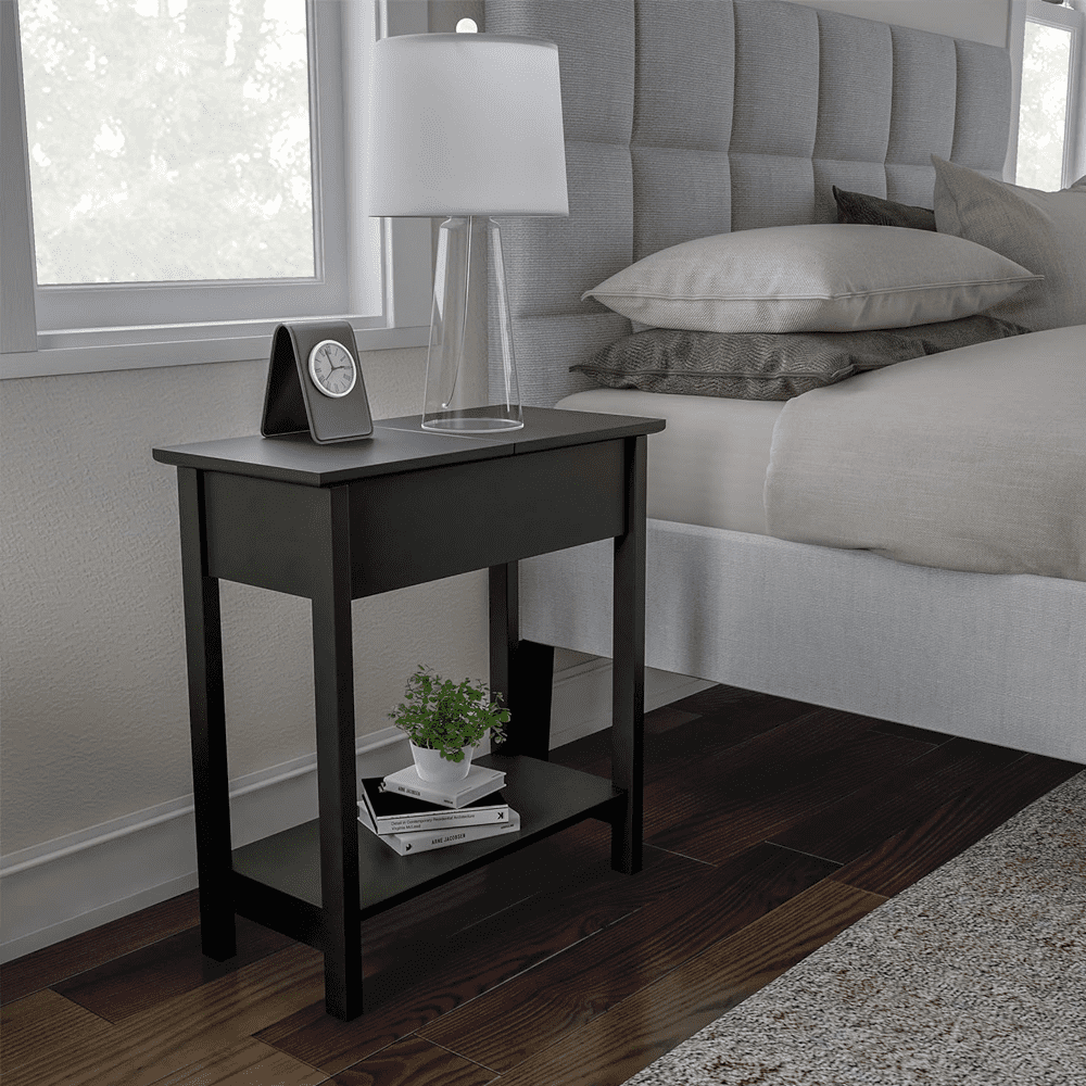 Naomi Home Roxy Side Table Flip Top with Storage Shelf for Bedroom Living Room Office Black Walmart