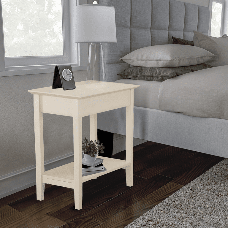 Flip Top Chairside Table with Storage Narrow Side Tables for Small Spaces Slim End Table with Storage Shelf Skinny Nightstand Sofa Table for