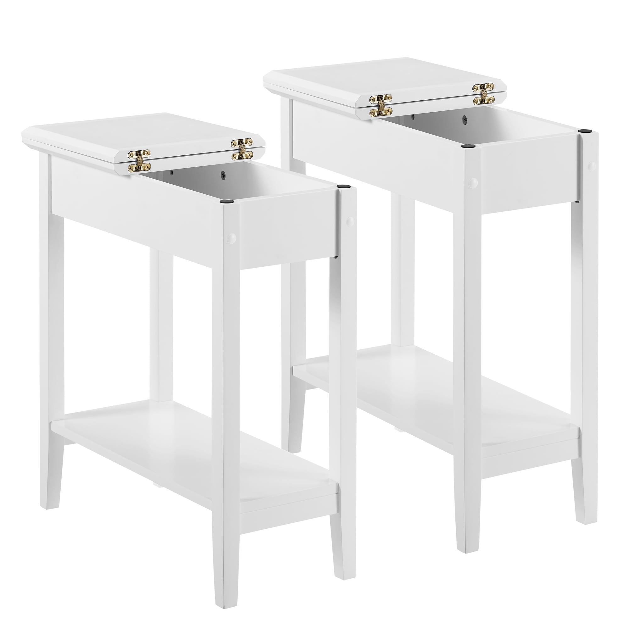 Flip Top Narrow End Table with Storage, Narrow Side Tables for Small ...