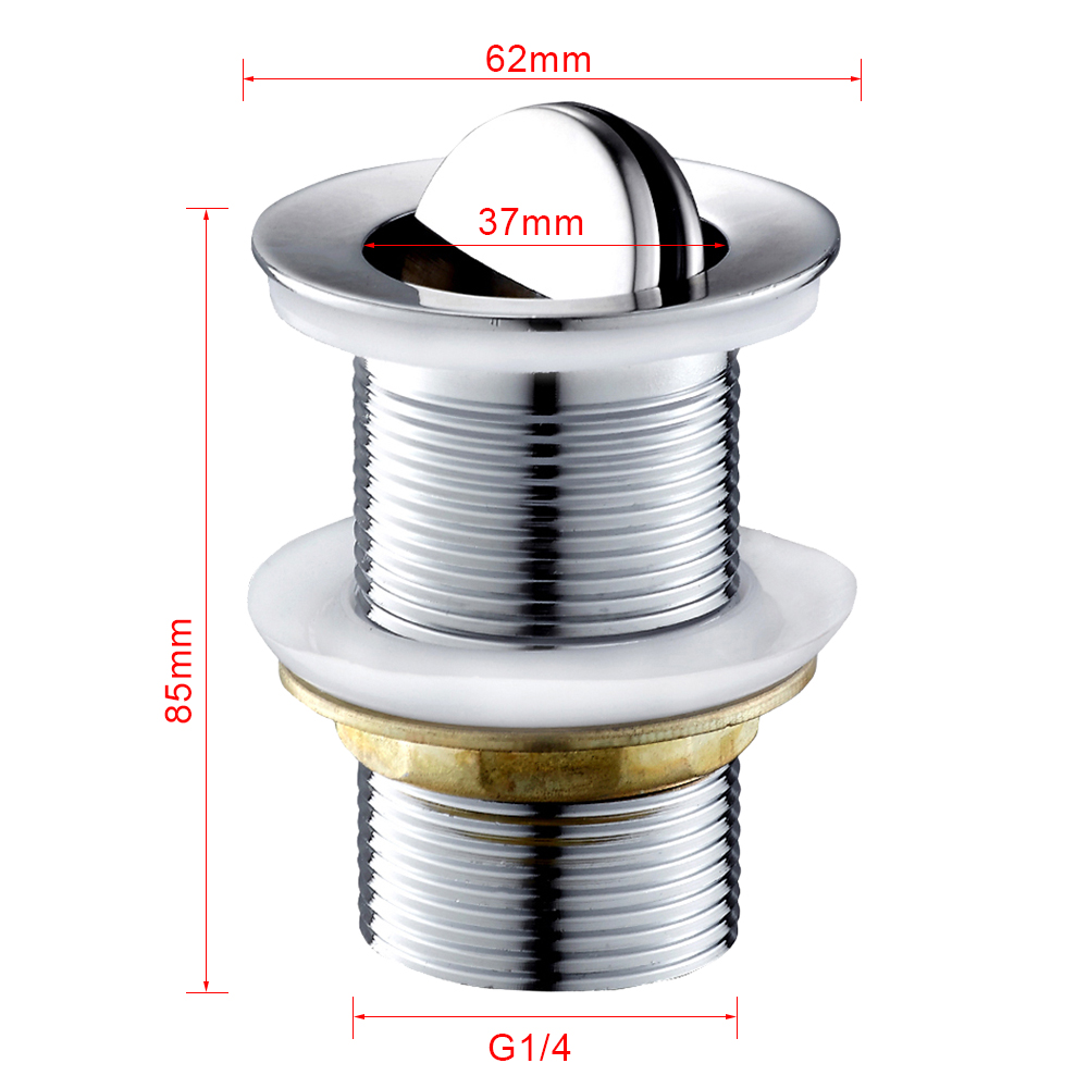 Flip Top Unslotted Basin Sink Waste Push Button Swivel Solid Brass with ...