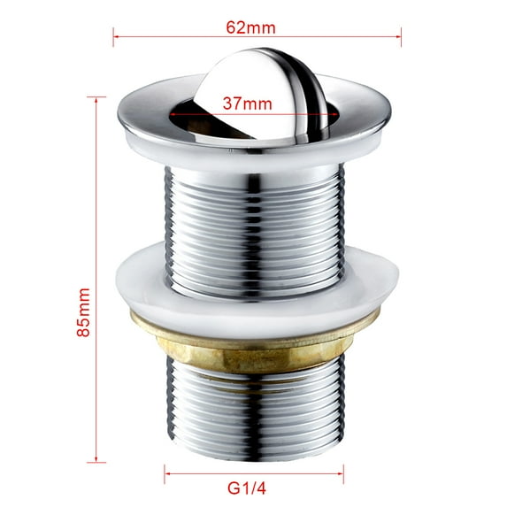 Flip Top Unslotted Basin Sink Waste Push Button Swivel Solid Brass with ...