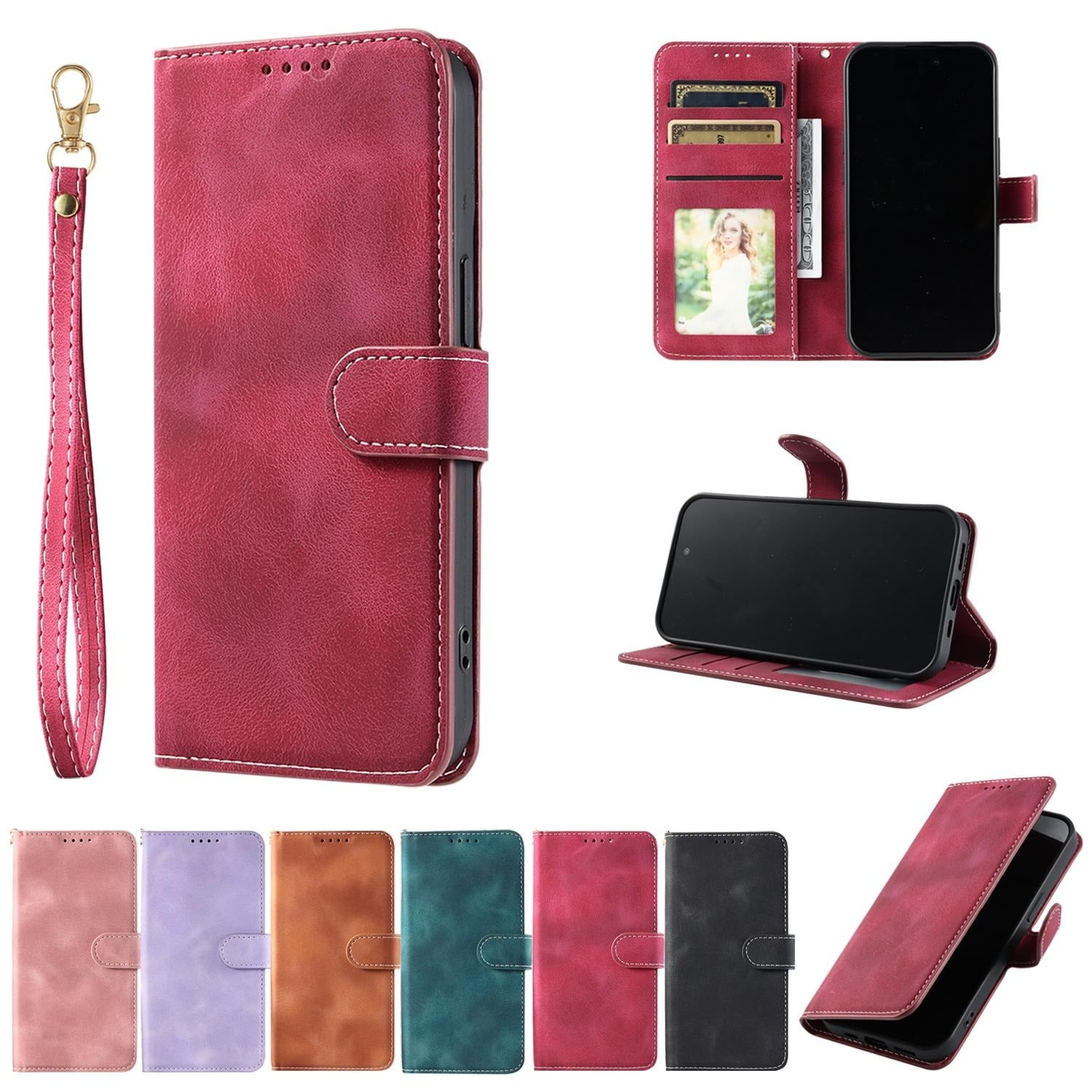 Flip Wallet Card Slot Leather Case Cover For Samsung Galaxy A15 A25 A35 A55 Magnetic Closure PU ...