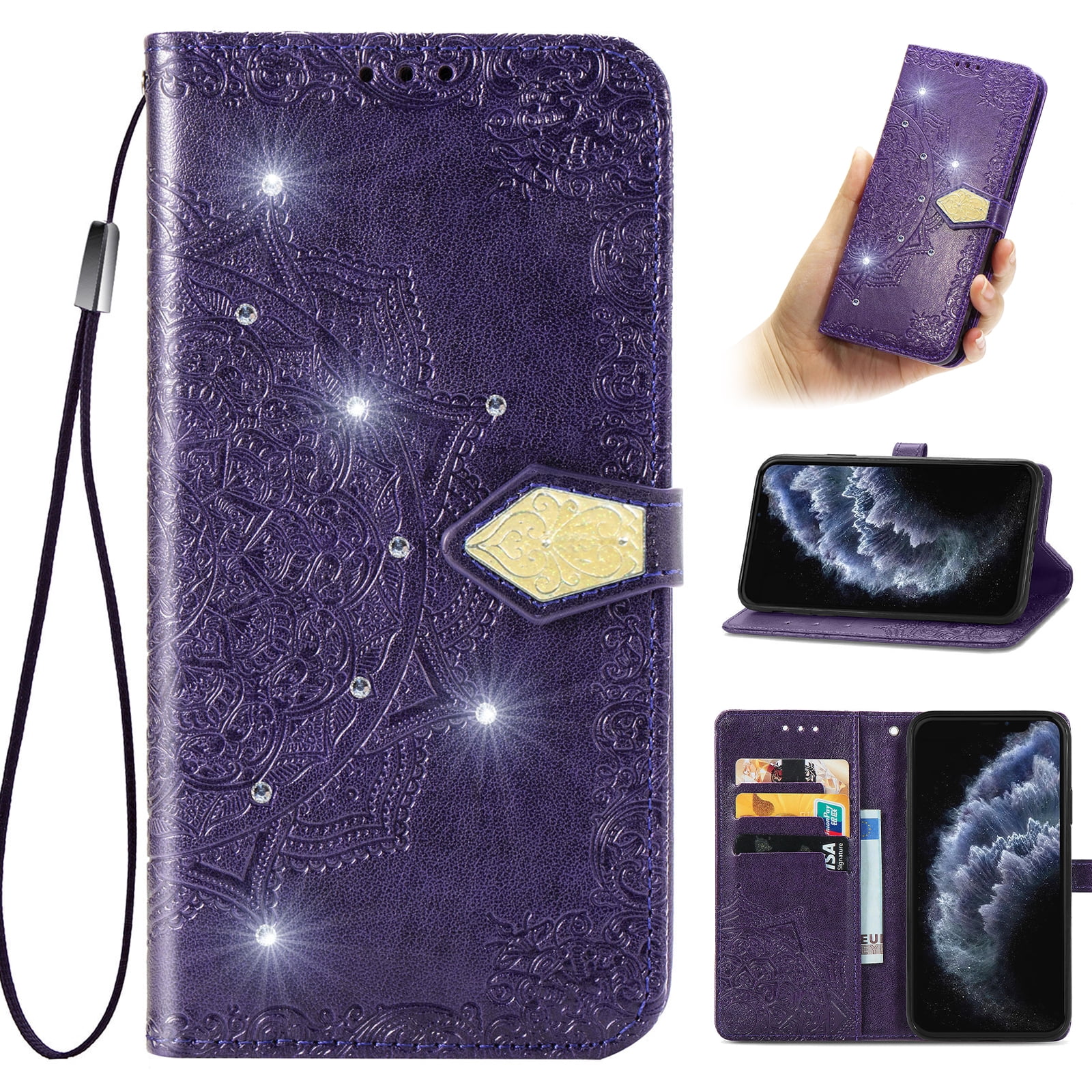 Flip Wallet Case for Samsung Galaxy A71 5G, Bling Diamond Embossed ...
