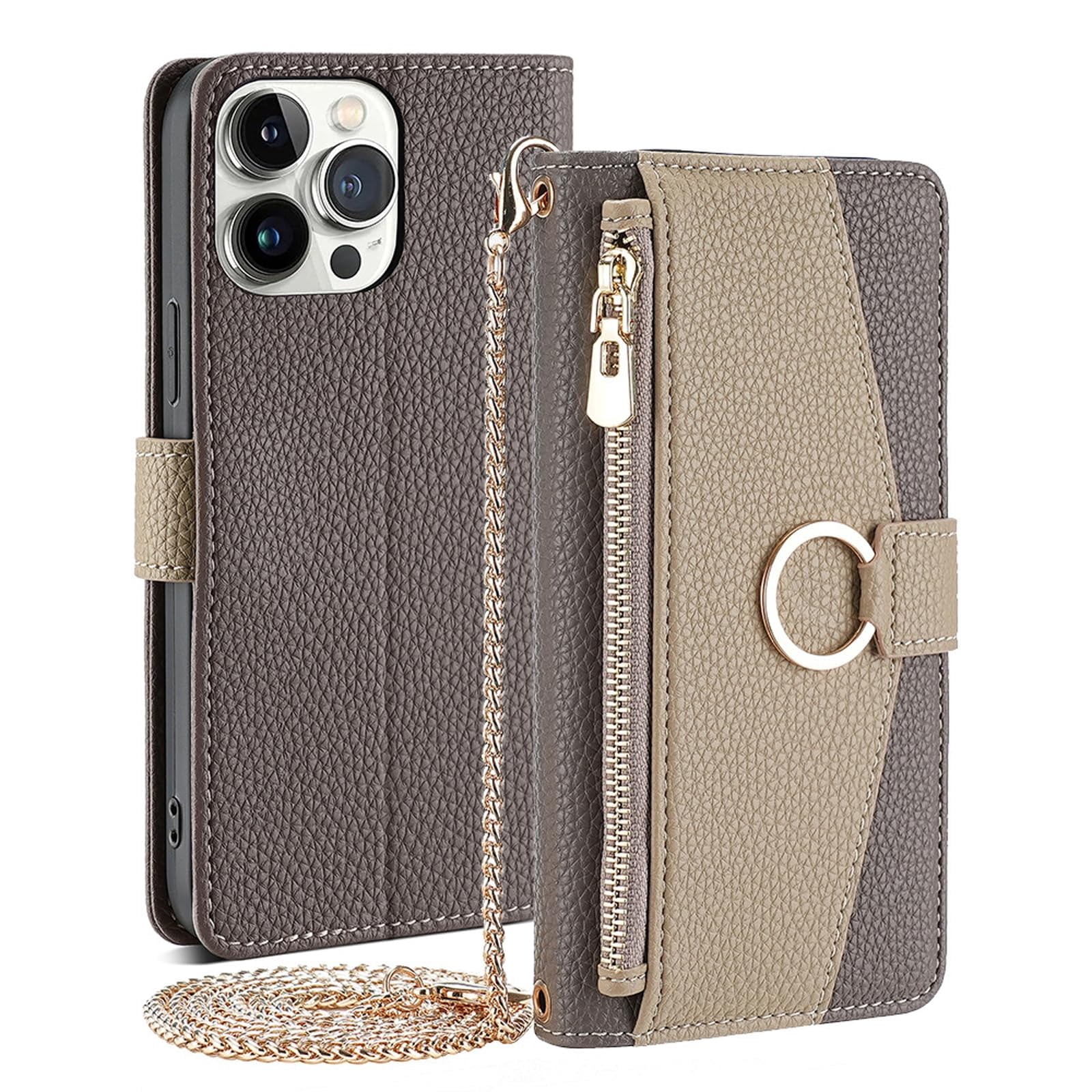 Flip Wallet Case with Mirror Shoulder Strap for iPhone 16Pro Max/16 Pro ...
