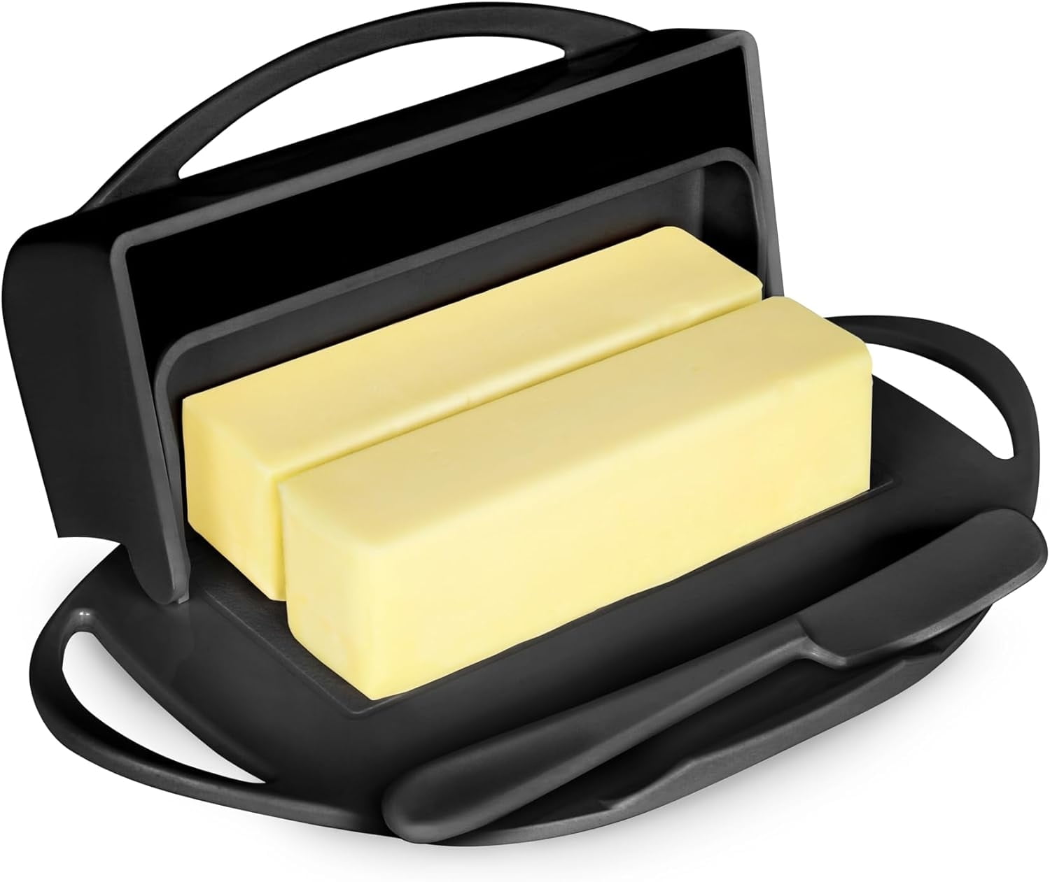 Flip cover butter tray with lid and matching knife, can hold 2 pieces ...