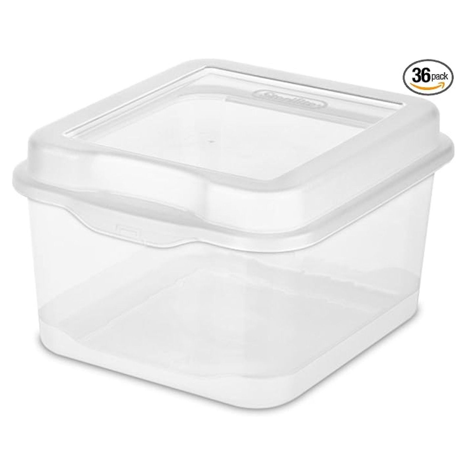 FlipTop Stackable Containers - Clear Plastic Storage Bins with Hinged ...