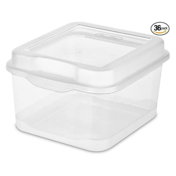 FlipTop Stackable Containers - Clear Plastic Storage Bins with Hinged ...