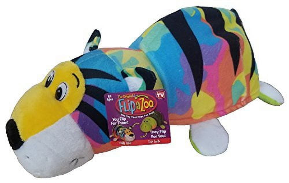 Jay@Play Flipazoo 16' Pillow, Gildy Tiger and Toby Turtle, Soft Plush ...