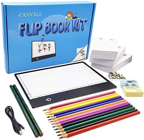 Flipbook Set for Drawing and Tracing Animation, Include: A5 LED Light ...