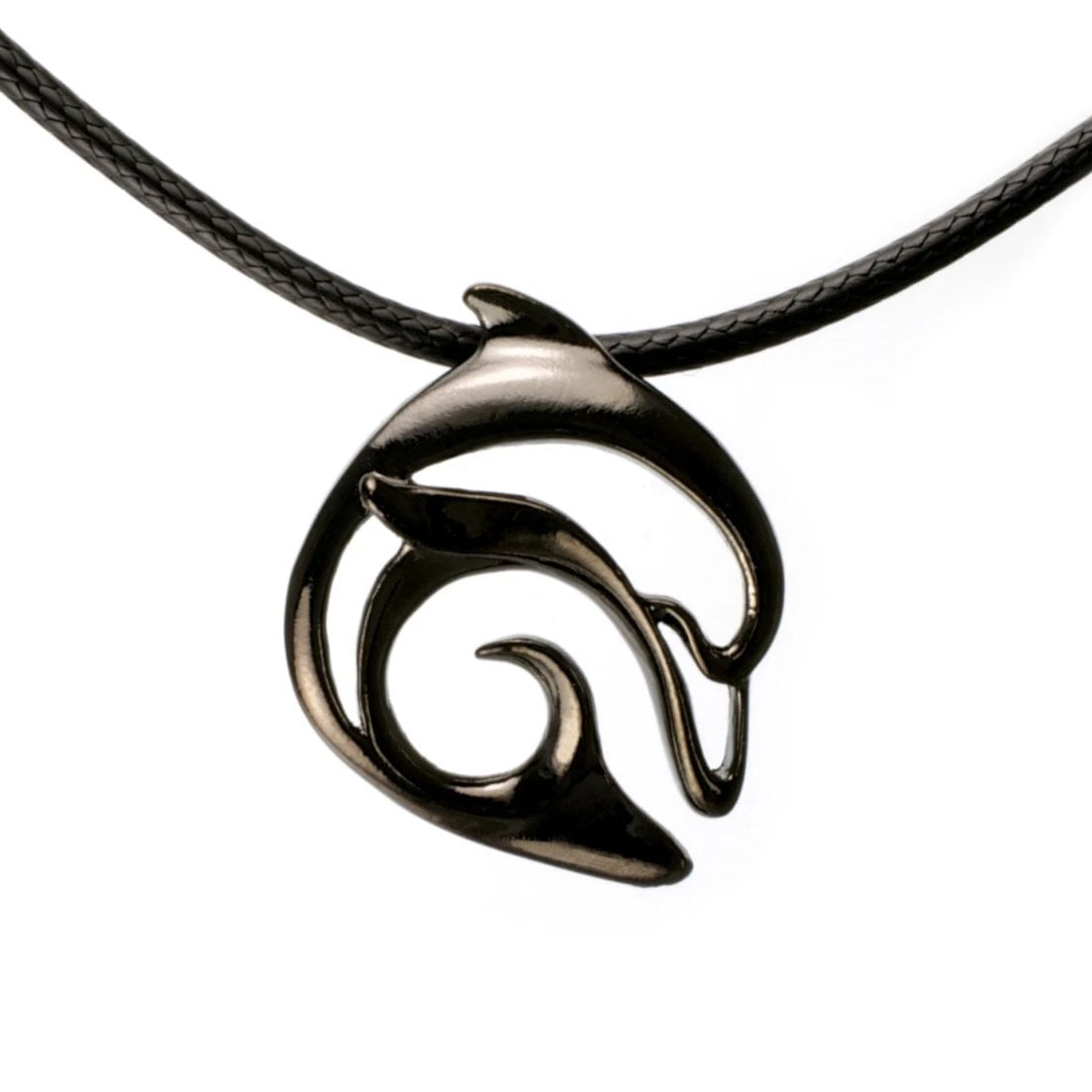 "Flipper" Dolphin Ocean Theme Sea LIfe Pewter Pendant Necklace Hematite ...