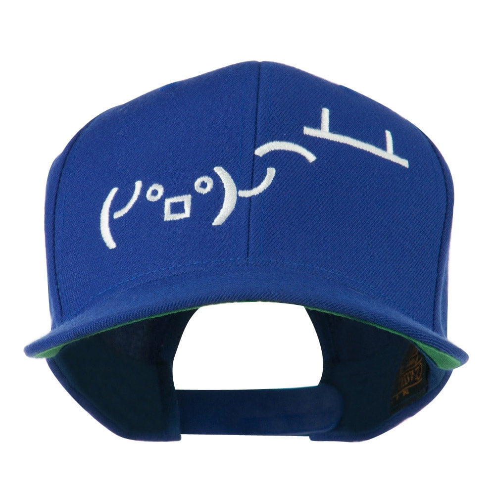 Flipping Table Text Emoticon Embroidered Snapback Cap - Royal OSFM ...