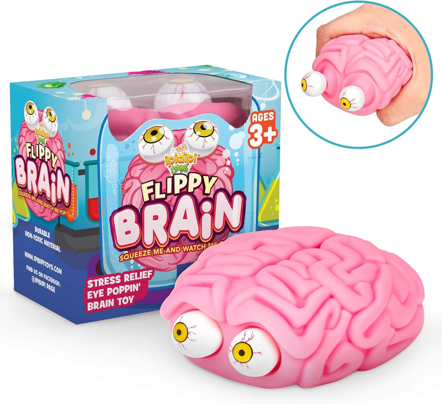 Flippy Brain Squishy Eye Popping - Squeeze Fidget Toy for Stress Relief ...