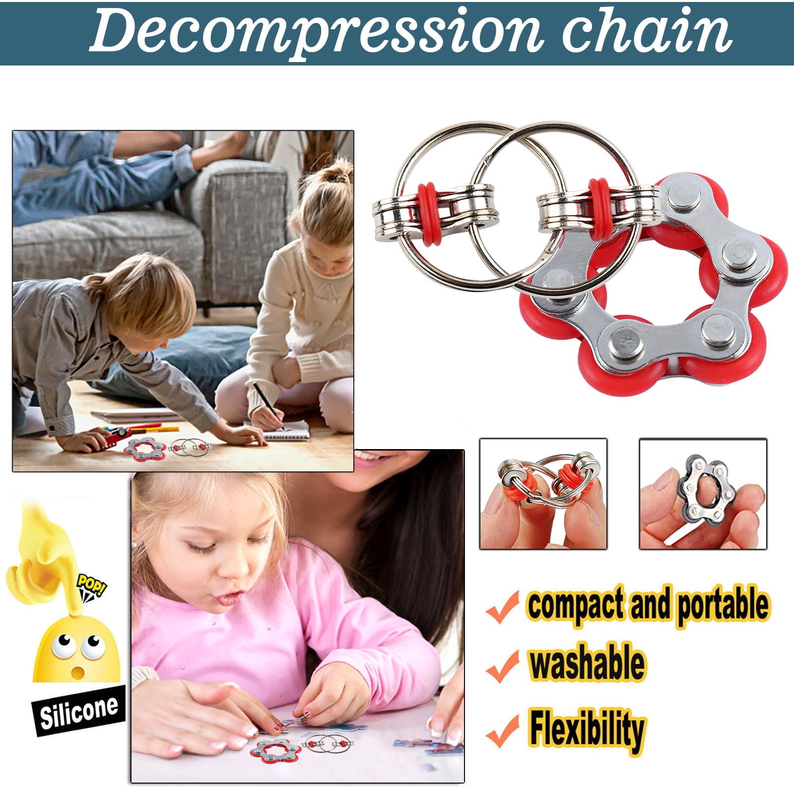 Flippy Chain Fidget Toy Relieves Stress Reducer, ADHD, Anxiety, and ...