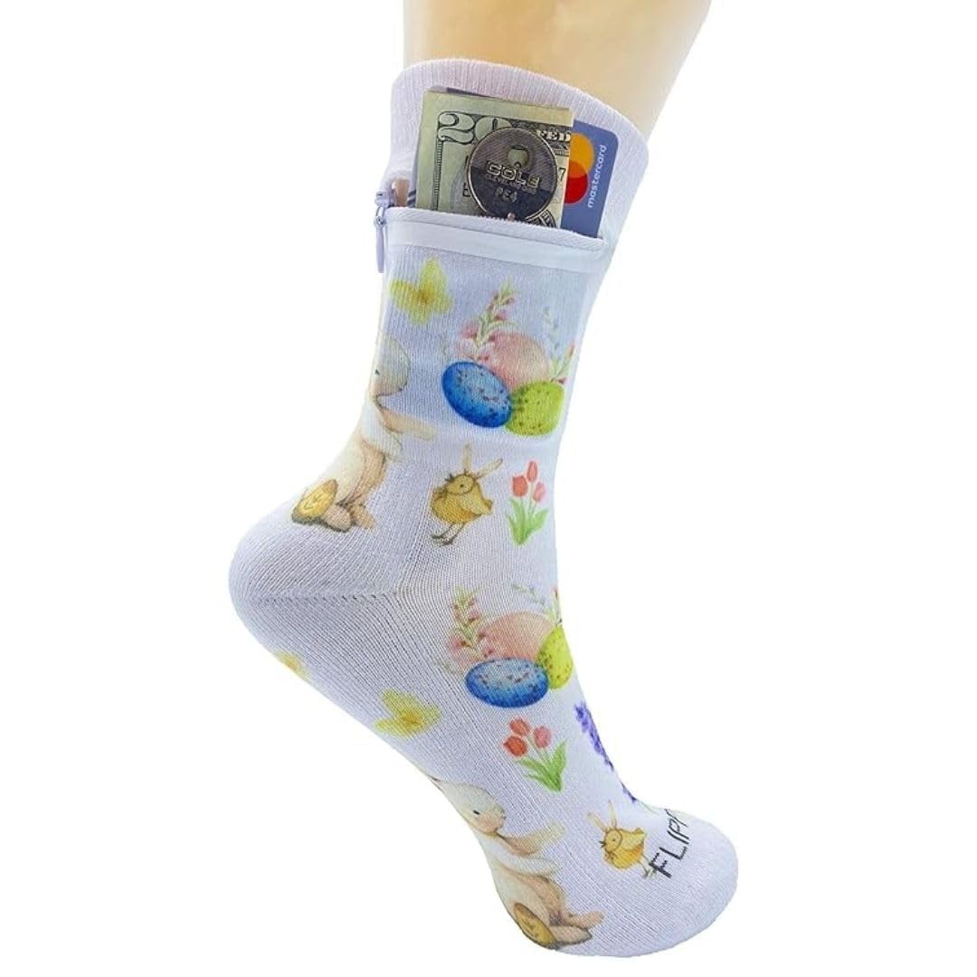 Flippysox Zipper Sock Wallet (Easter, Womens/Mens/Kids, One Size Fits ...