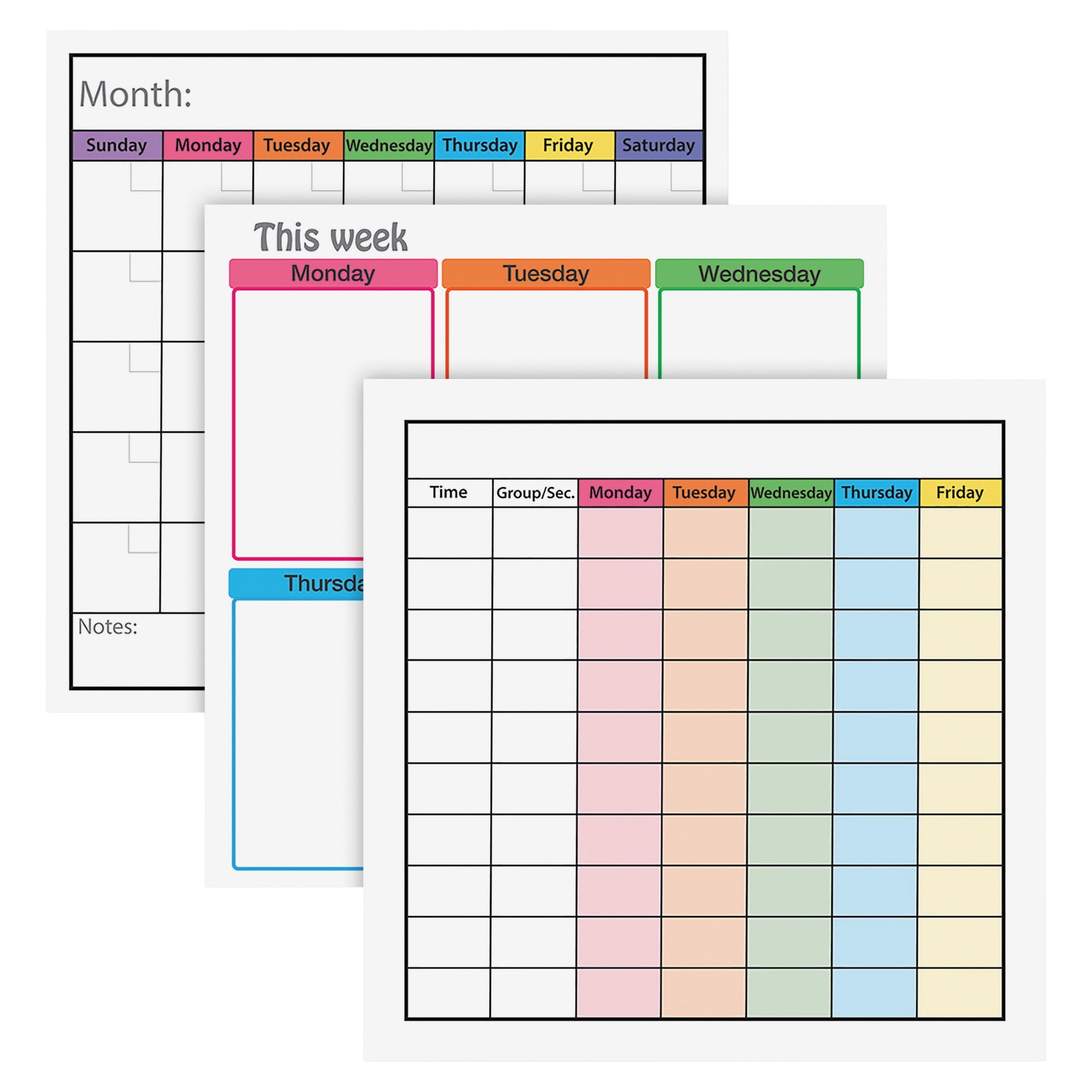 Flipside Frameworks Dry-Erase Charts, 4" x 24", Multicolor, Set Of 3 ...