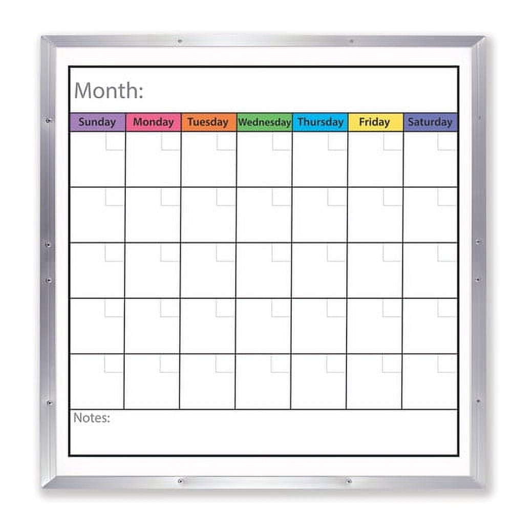 Flipside Products Framed Monthly Calendar Whiteboard, 48'' x 48 ...